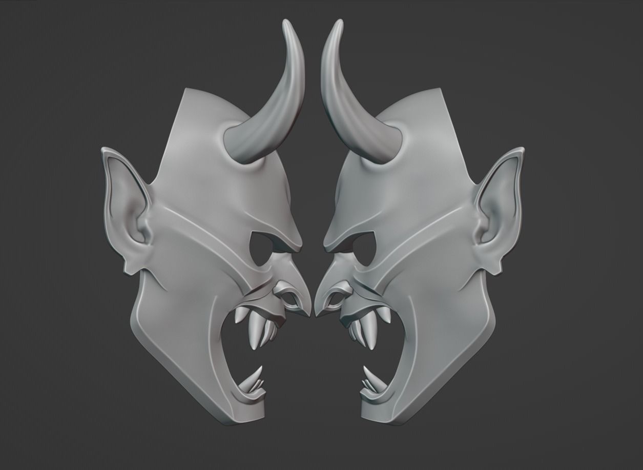 Hannya Demon Oni Samurai Mask 3D model 3D printable | CGTrader
