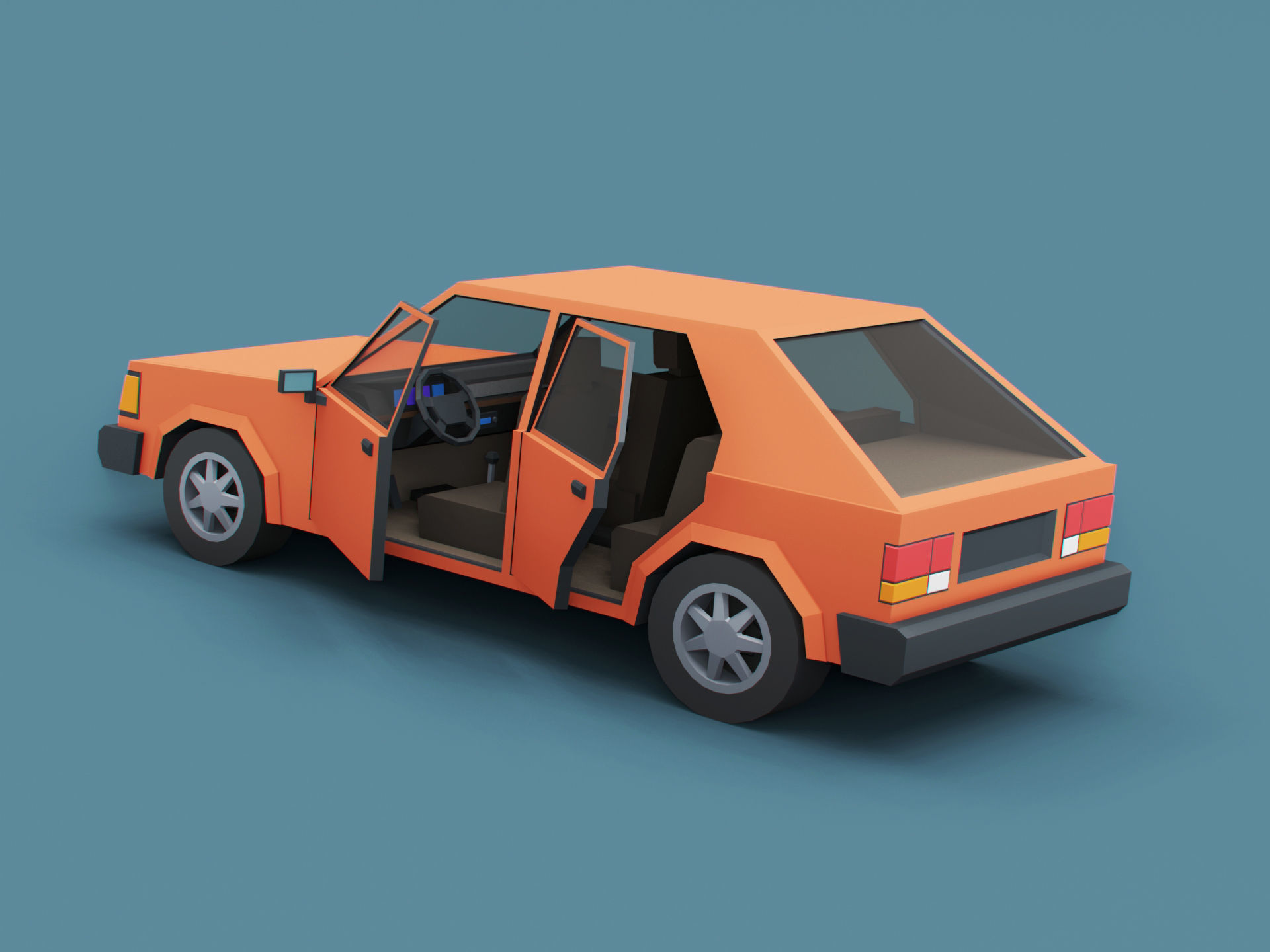 3D model Stylized Cartoon Hatchback Car VR / AR / low-poly | CGTrader