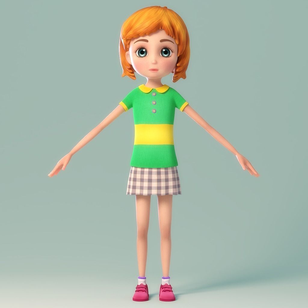 Cartoon Girl Rigged free 3D model rigged | CGTrader