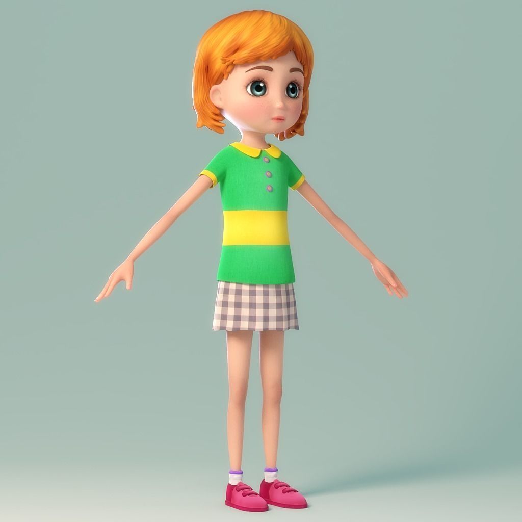 Cartoon Girl Rigged free 3D model rigged | CGTrader