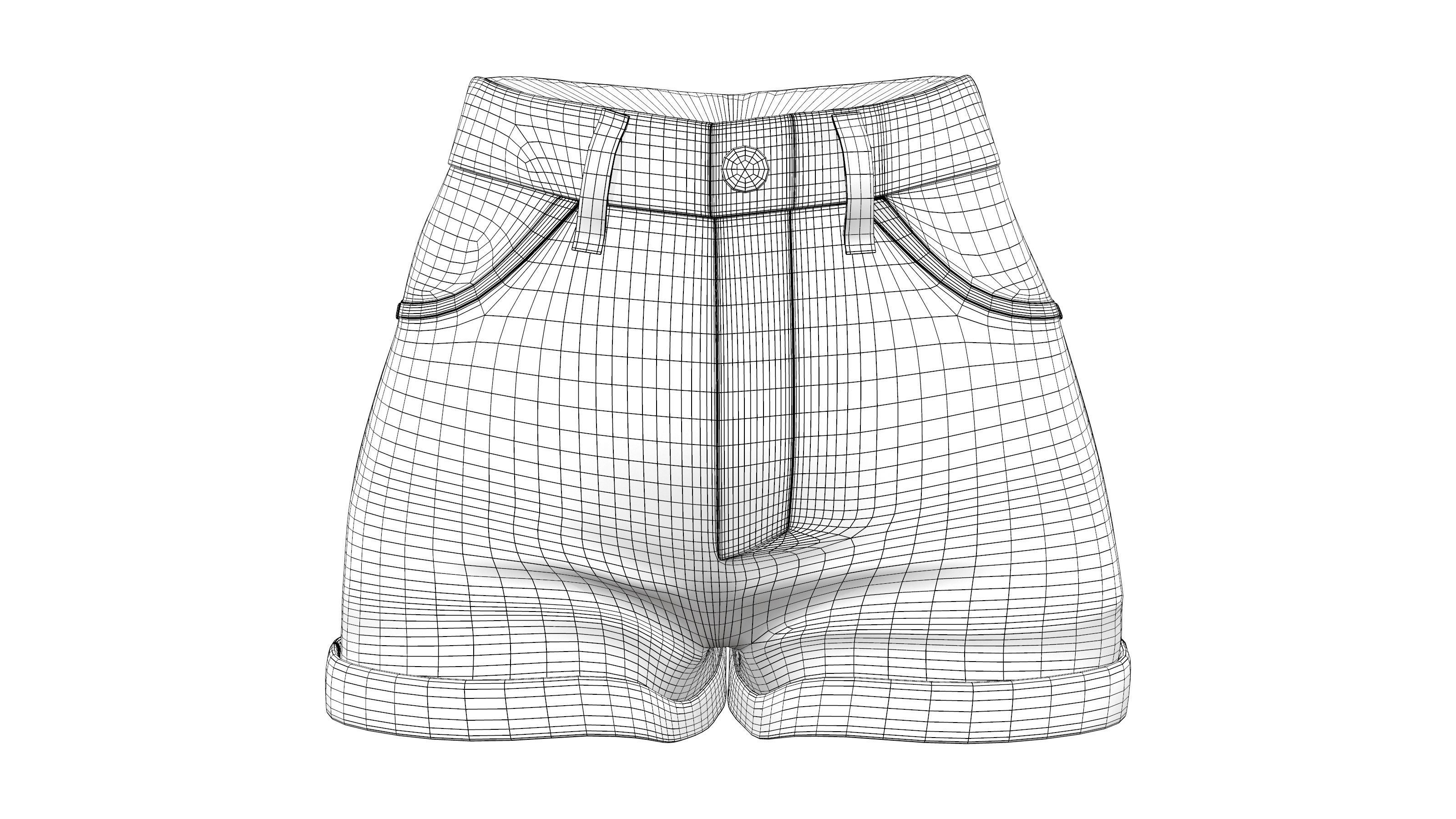 3D model High Waist Rolled Legs Jeans Shorts VR / AR / low-poly | CGTrader