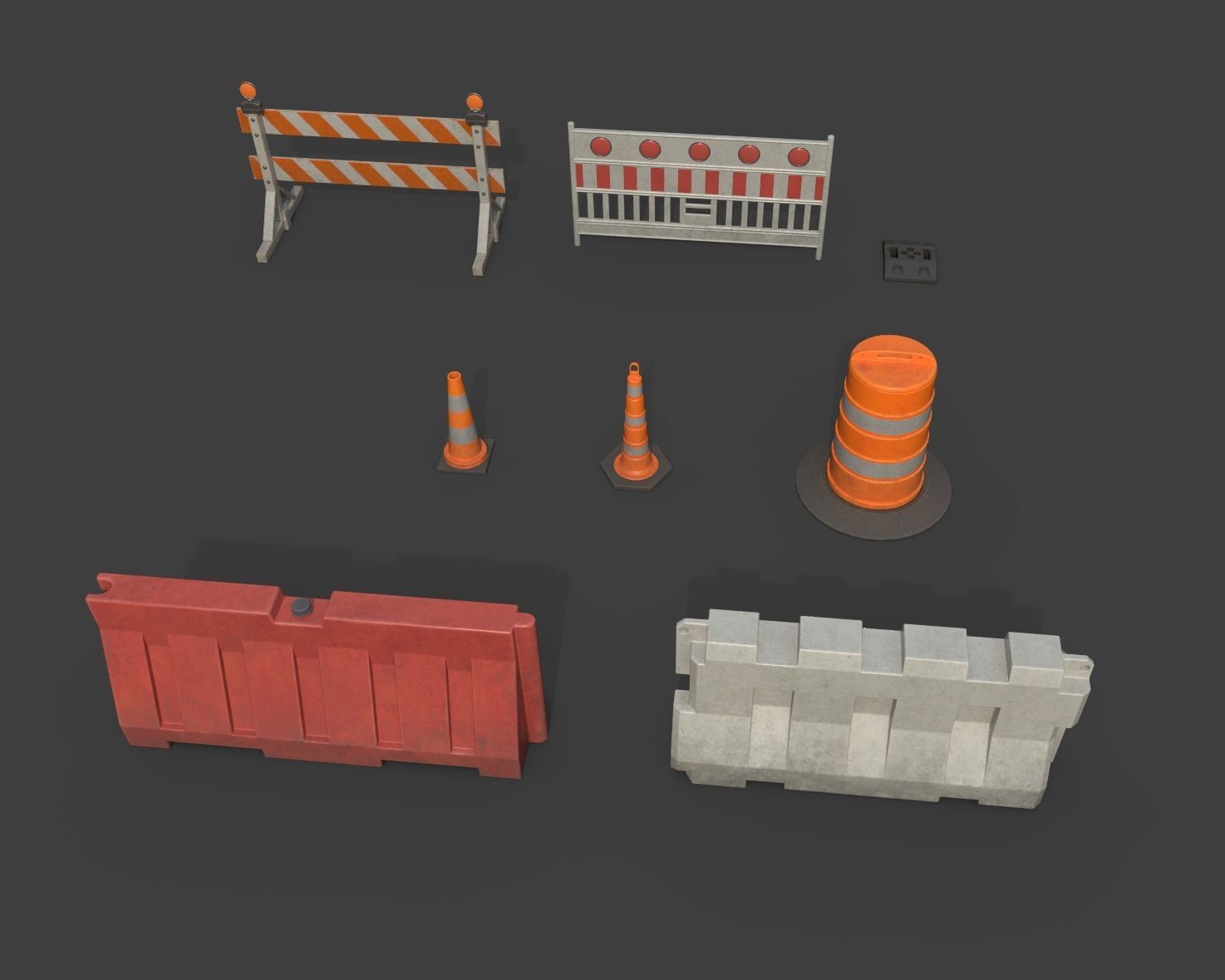 Road Barriers kit PBR Game Ready free VR / AR / low-poly 3D model ...