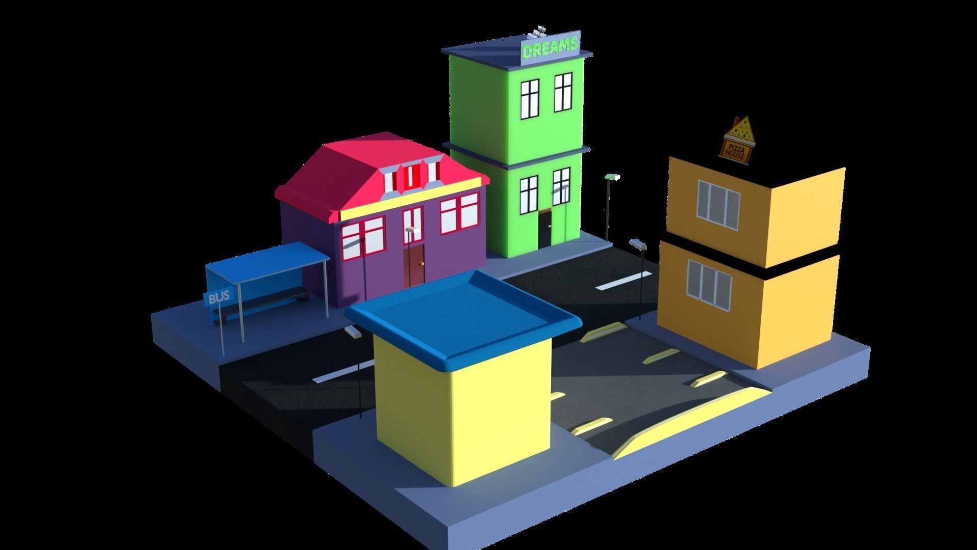 3D model Low poly street city VR / AR / low-poly | CGTrader