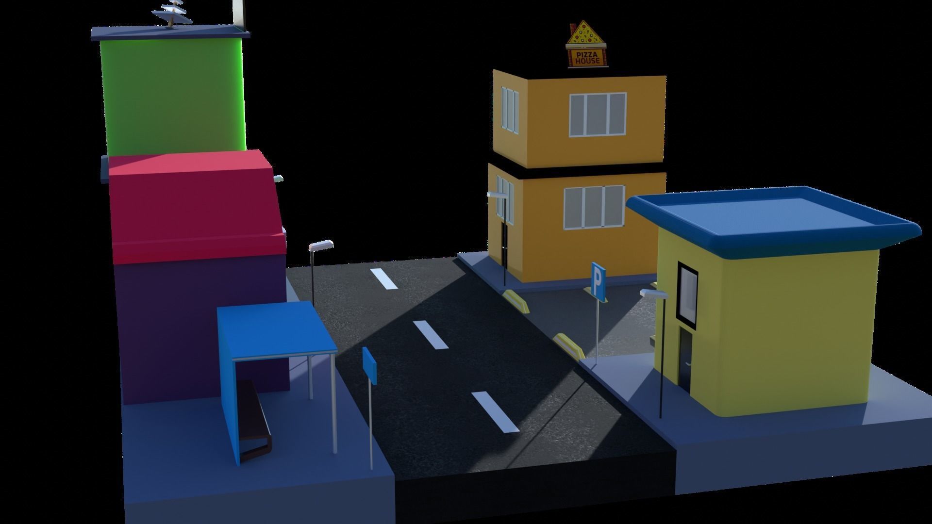 3D model Low poly street city VR / AR / low-poly | CGTrader