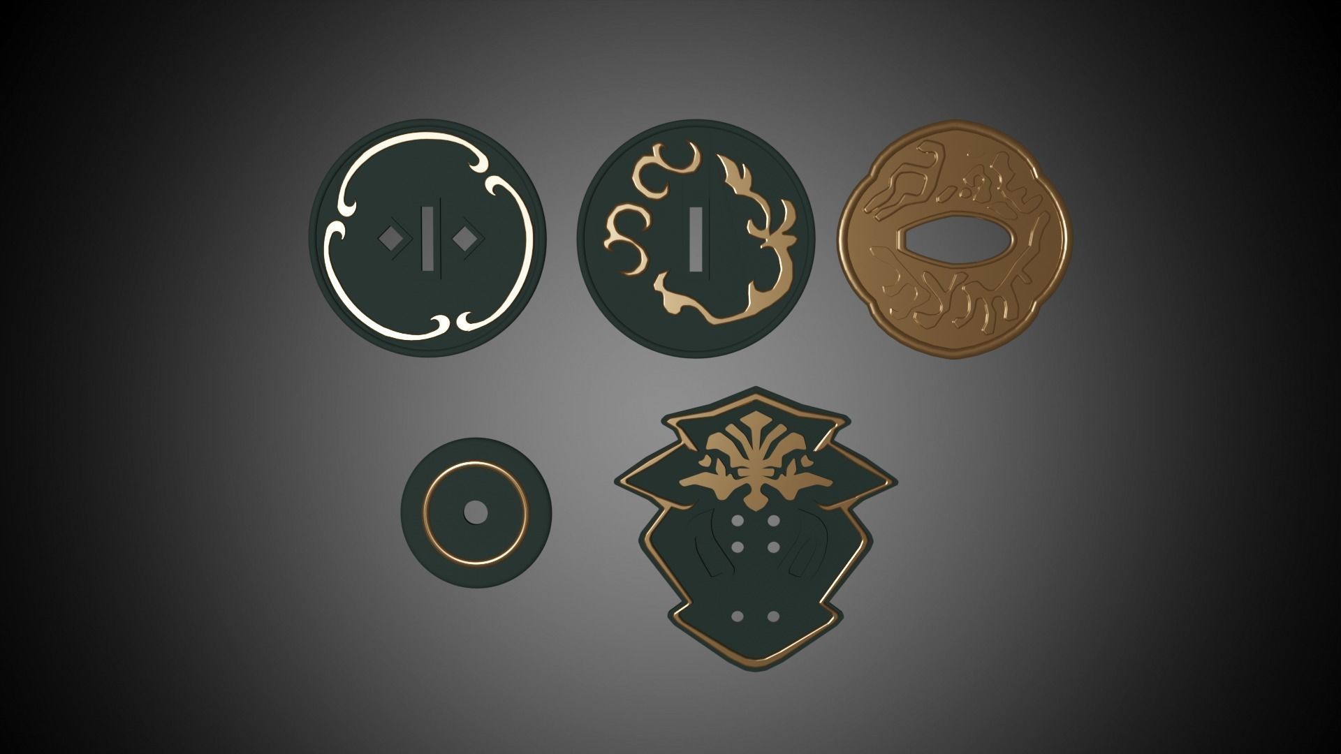 Final Fantasy XIV - Samurai class - Tsuba set 3D model 3D printable ...