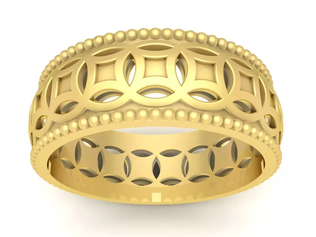 Geometric Hollow Pattern Band Ring for Men and Women 3746 3D model 3D ...