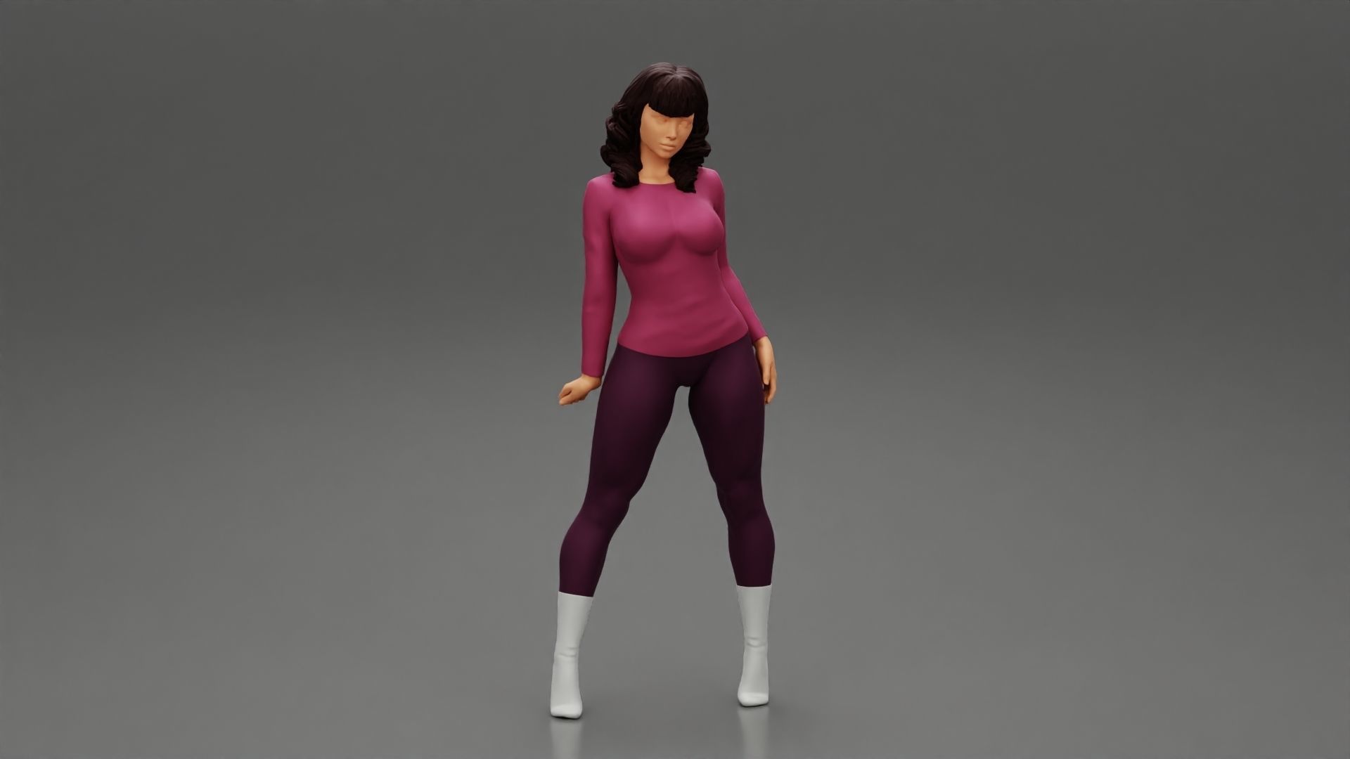 Woman standing in panties t shirt and big socks 3D model 3D printable ...