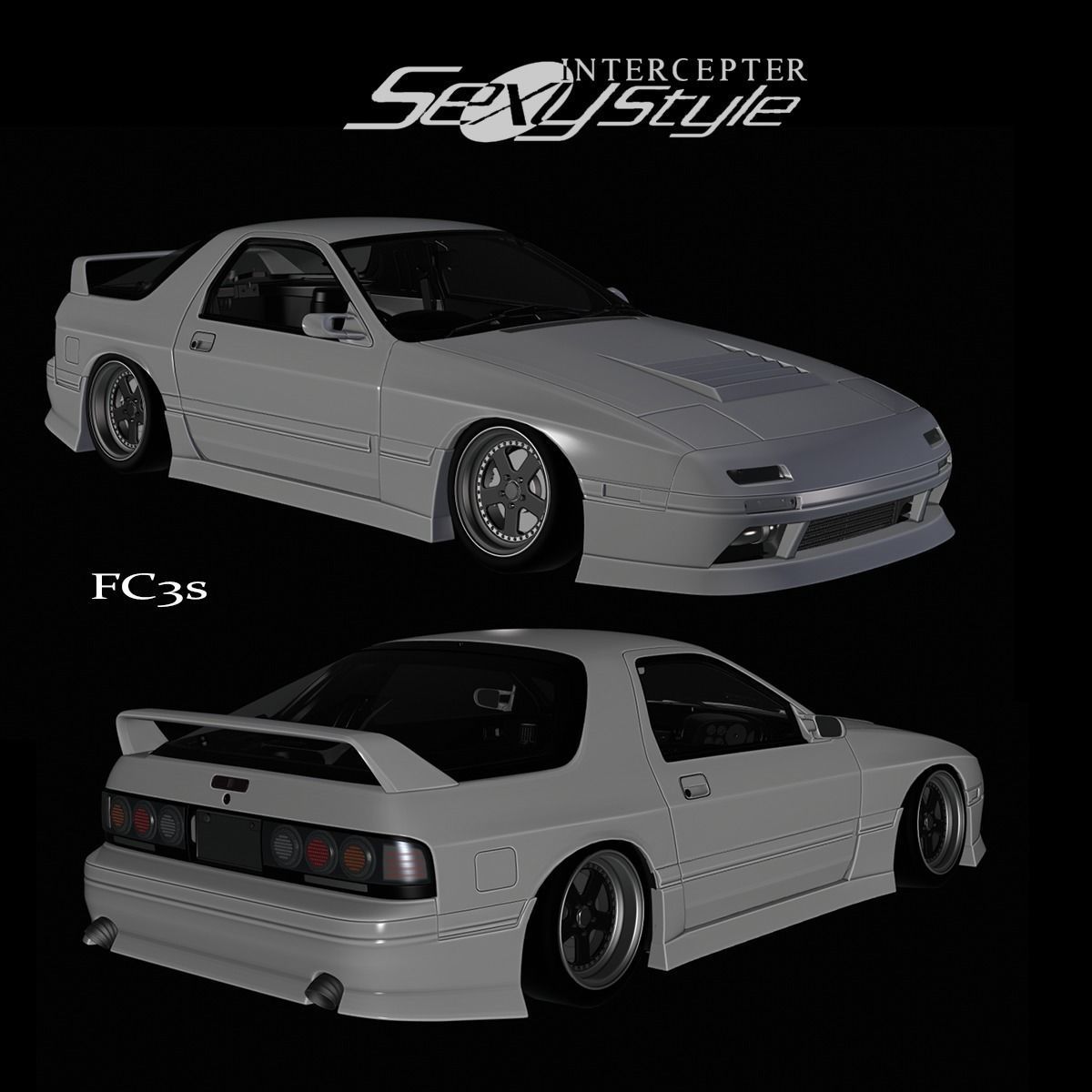 Sexy Style SS Mazda RX7 FC3S Body Kit GTS 3D model | CGTrader