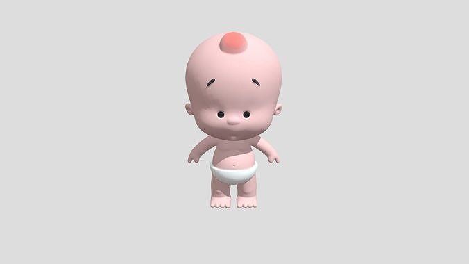 BabyBoo cartoon baby in diaper 3D model | CGTrader