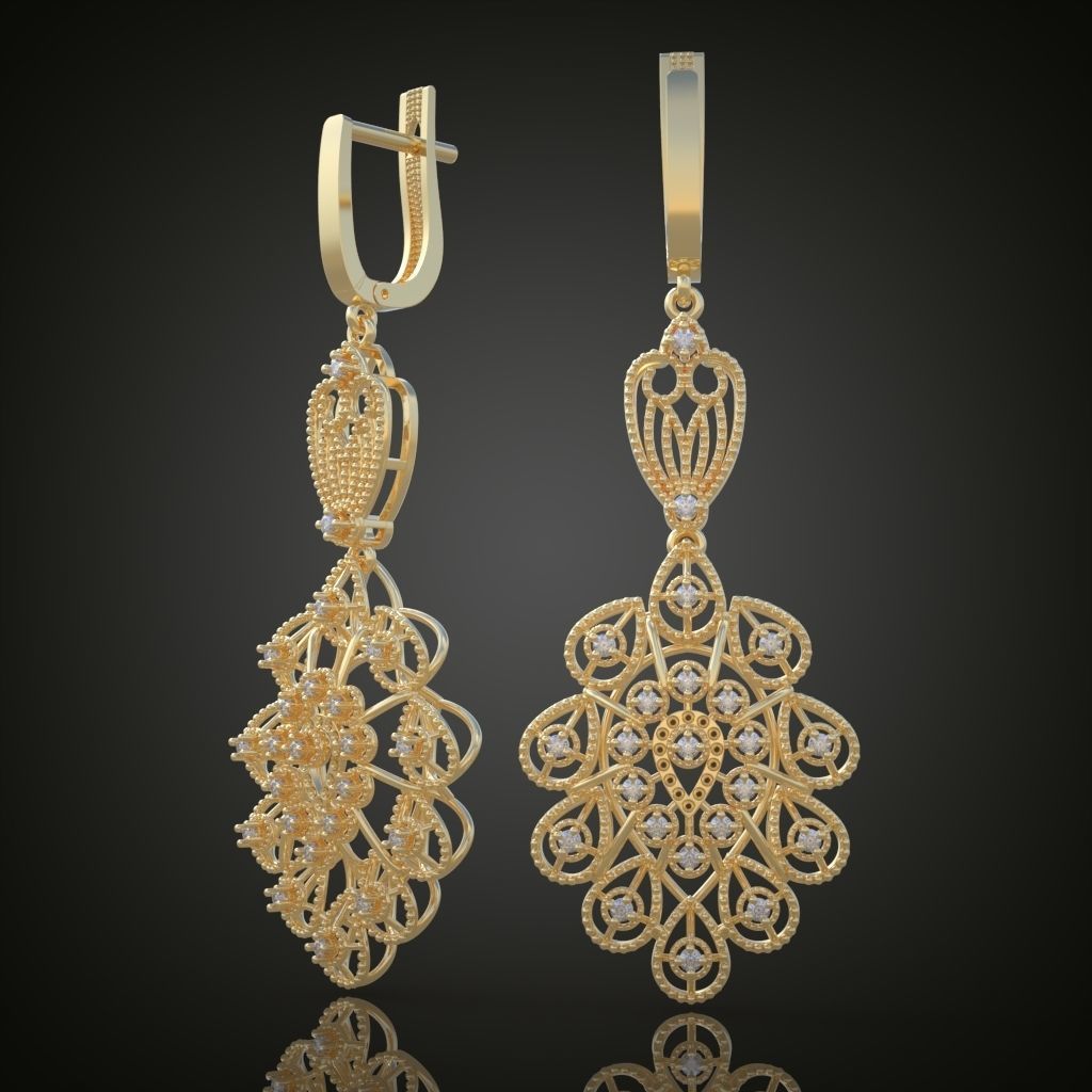 Earring 3D model 3D printable model 0090-11 free 3D model 3D printable ...