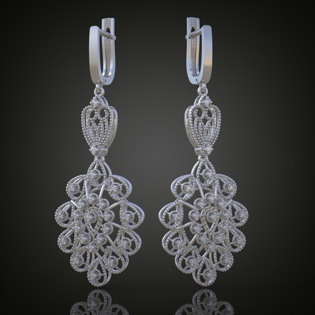 Earring 3D model 3D printable model 0090-11 free 3D model 3D printable ...