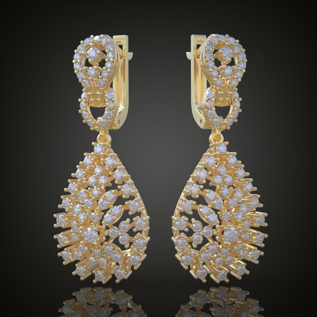 Earring 3D model 3D printable model 0098-10 free 3D model 3D printable ...