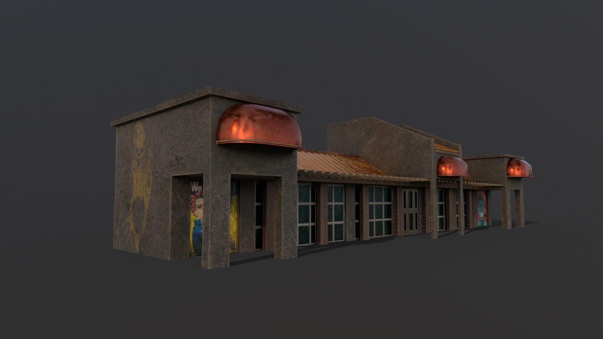 3D model 42 Painted Buildings - Unity and UE package VR / AR / low-poly ...