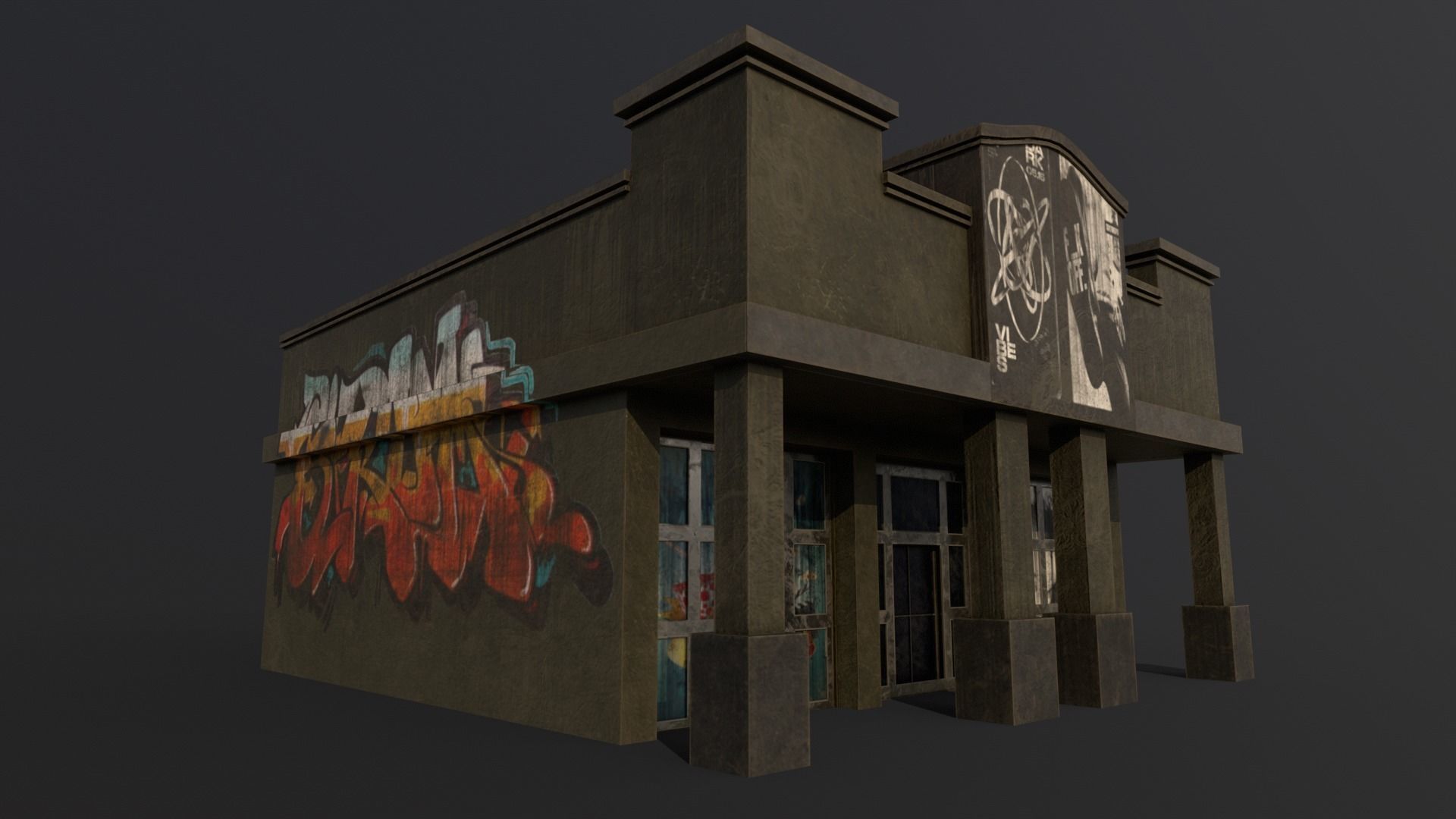 3D model 42 Painted Buildings - Unity and UE package VR / AR / low-poly | CGTrader