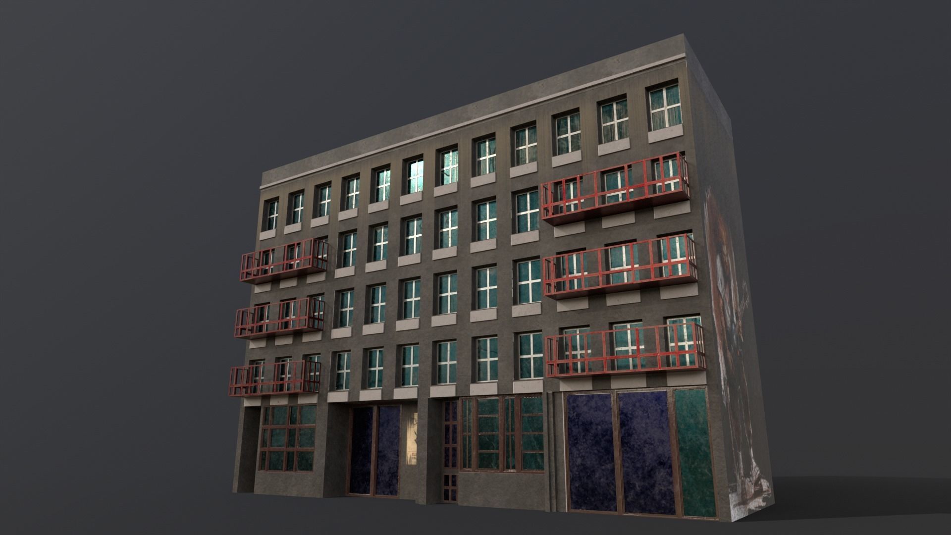 3D model 42 Painted Buildings - Unity and UE package VR / AR / low-poly ...