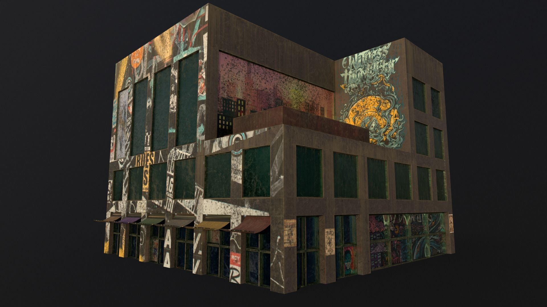 3D model 42 Painted Buildings - Unity and UE package VR / AR / low-poly | CGTrader