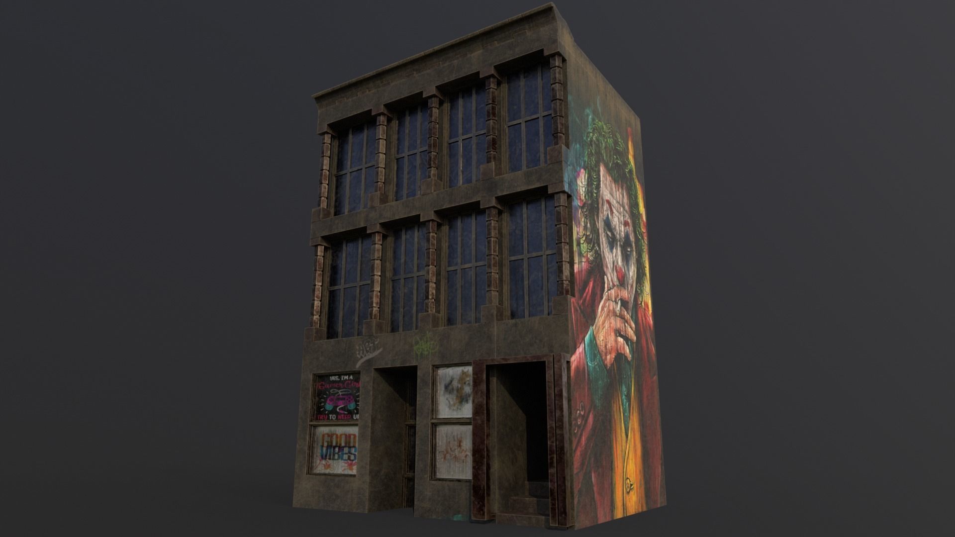 3D model 42 Painted Buildings - Unity and UE package VR / AR / low-poly ...