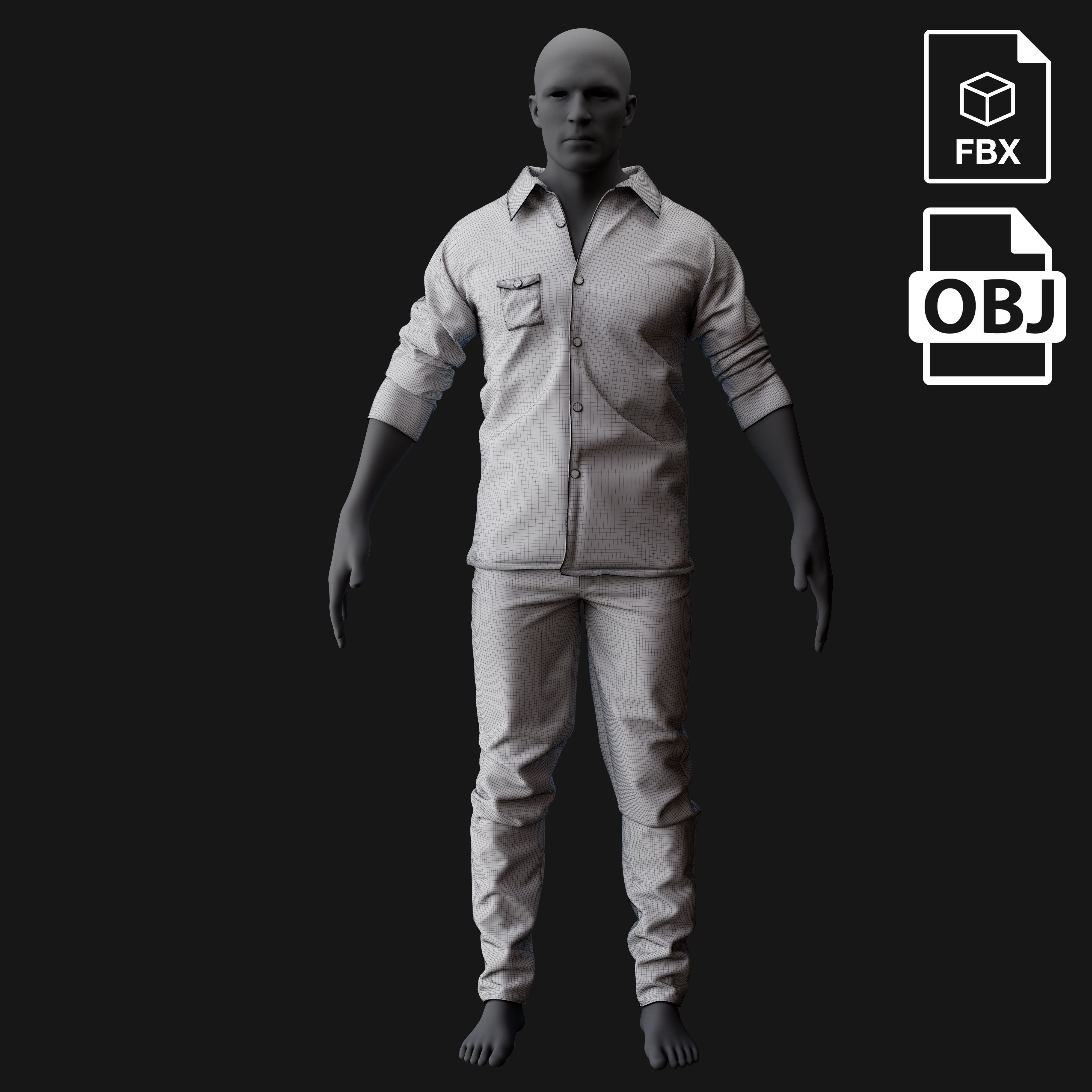 Men Clothes High Poly Clean Retopology 3D model 3D model | CGTrader