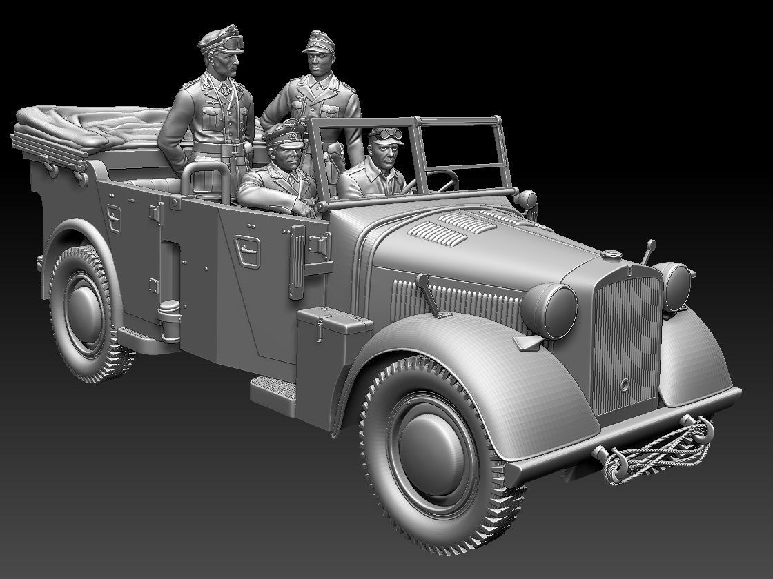 horch 901and general Rommel 3D model 3D printable | CGTrader