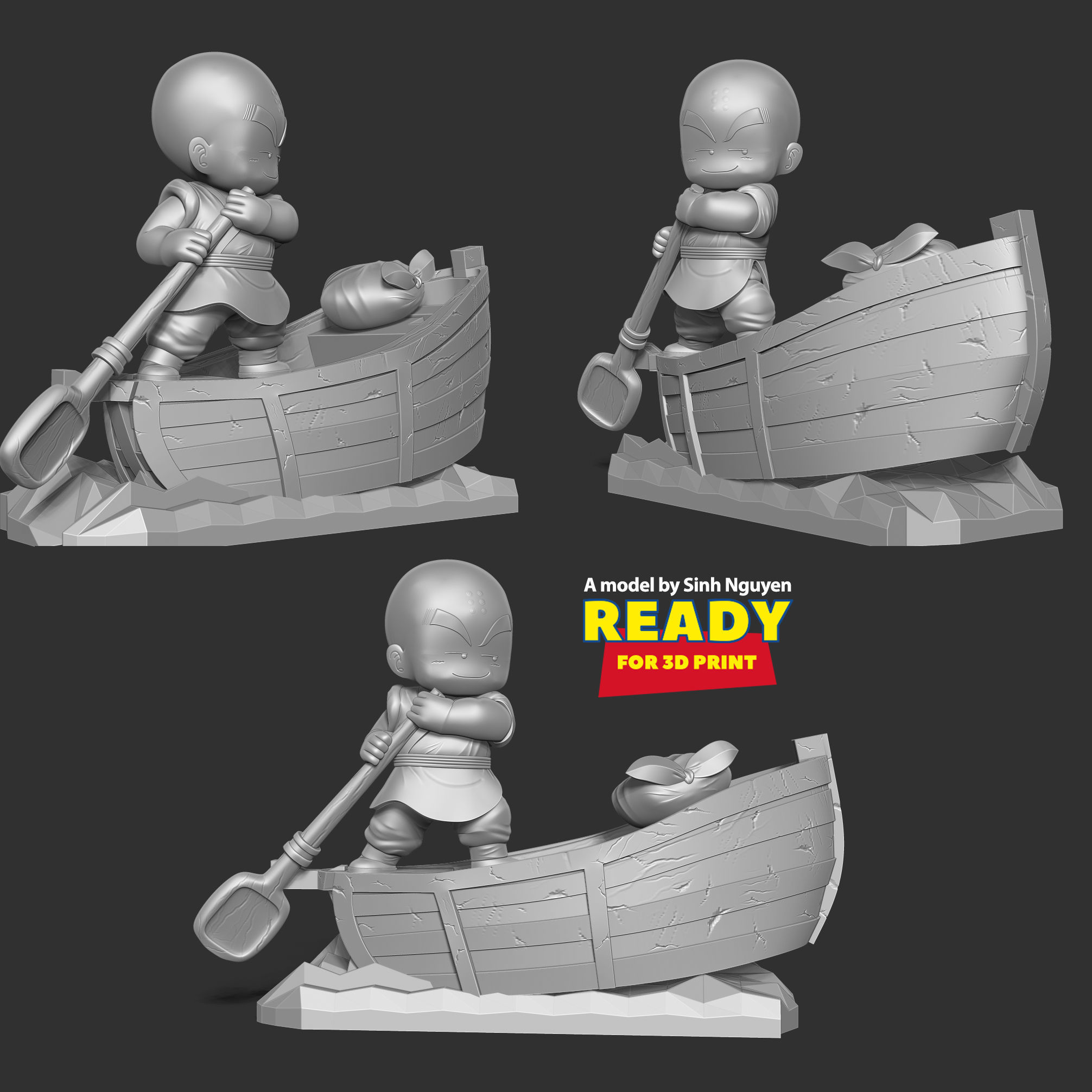 Kid Krillin 3D model 3D printable | CGTrader