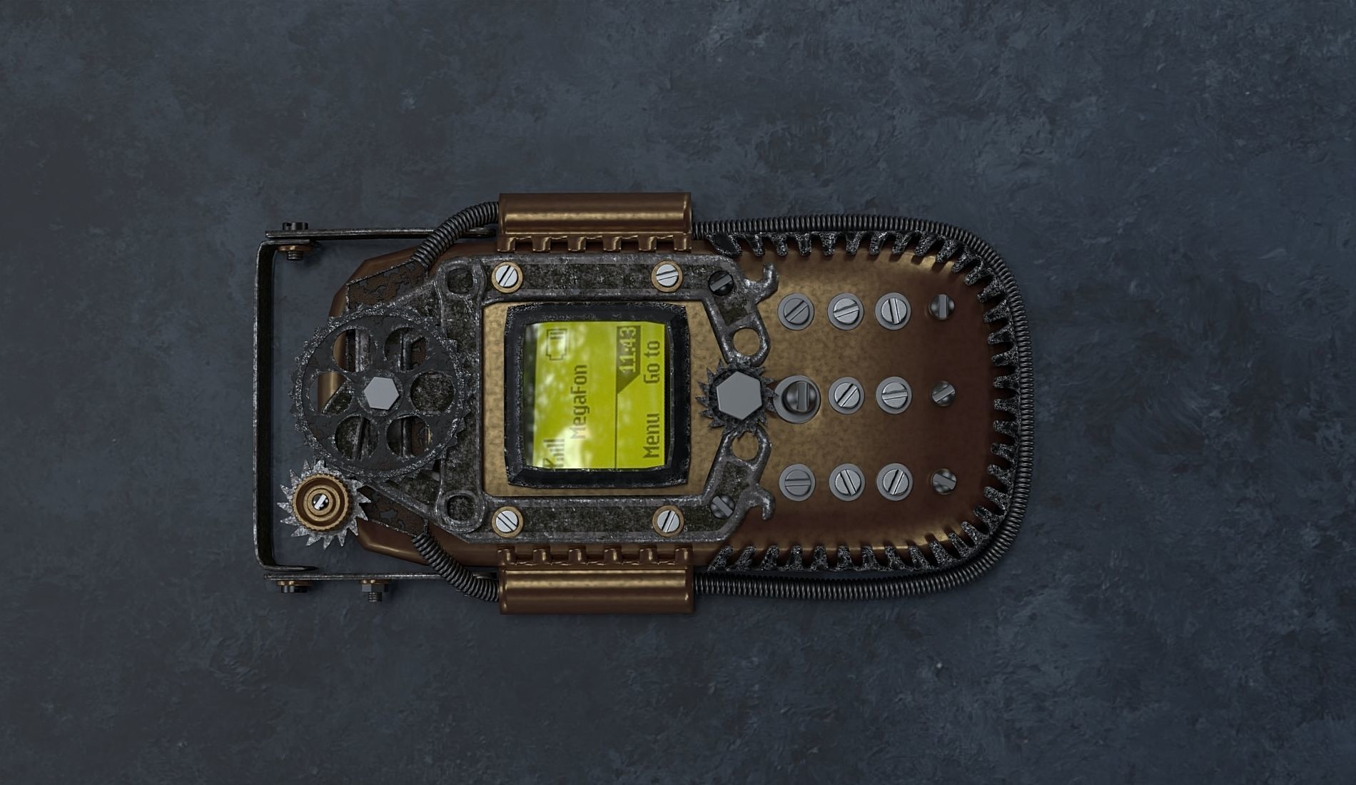 Push-button mobile phone in steampunk style 3D model | CGTrader