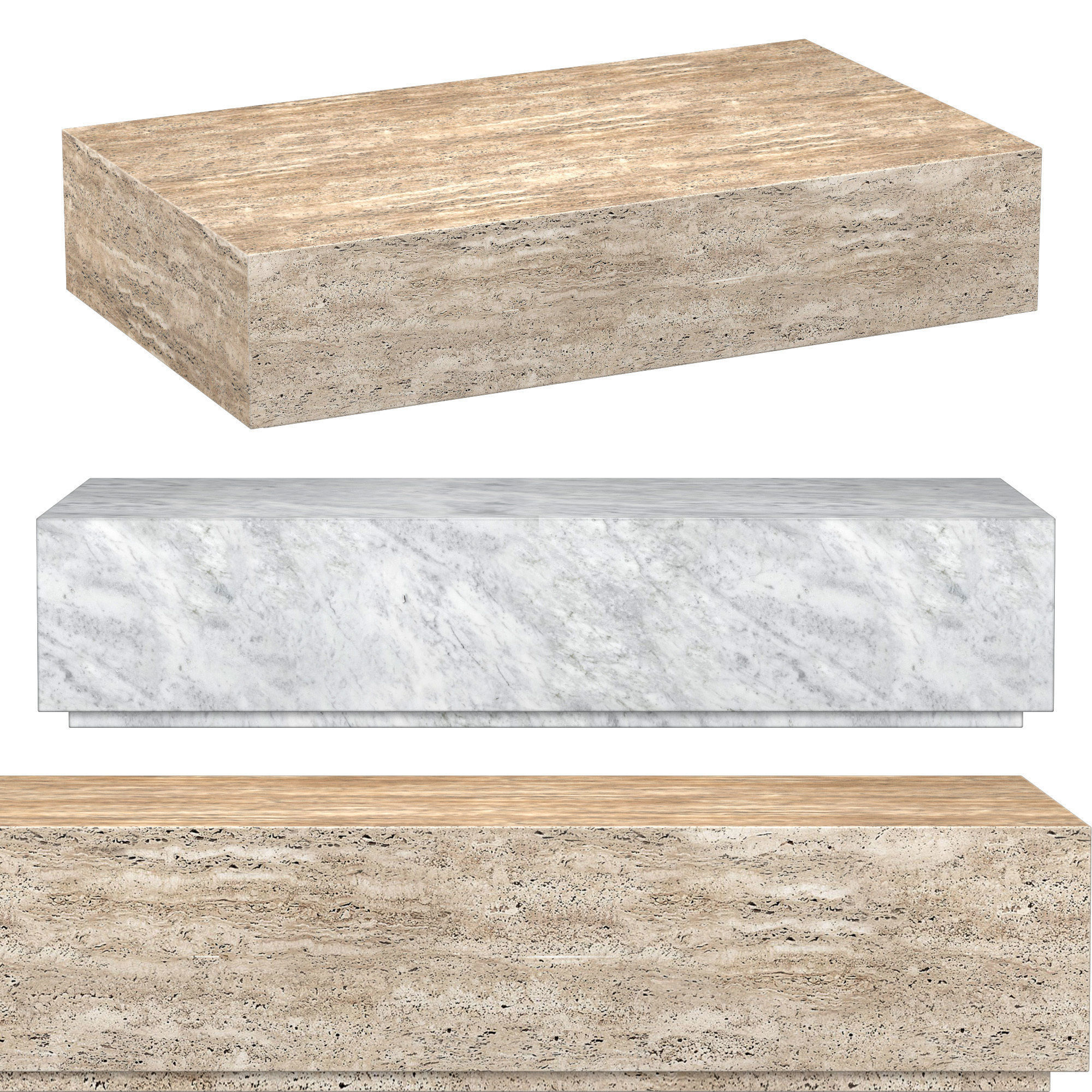 ITALIAN TRAVERTINE PLINTH COFFEE TABLE 3D model | CGTrader