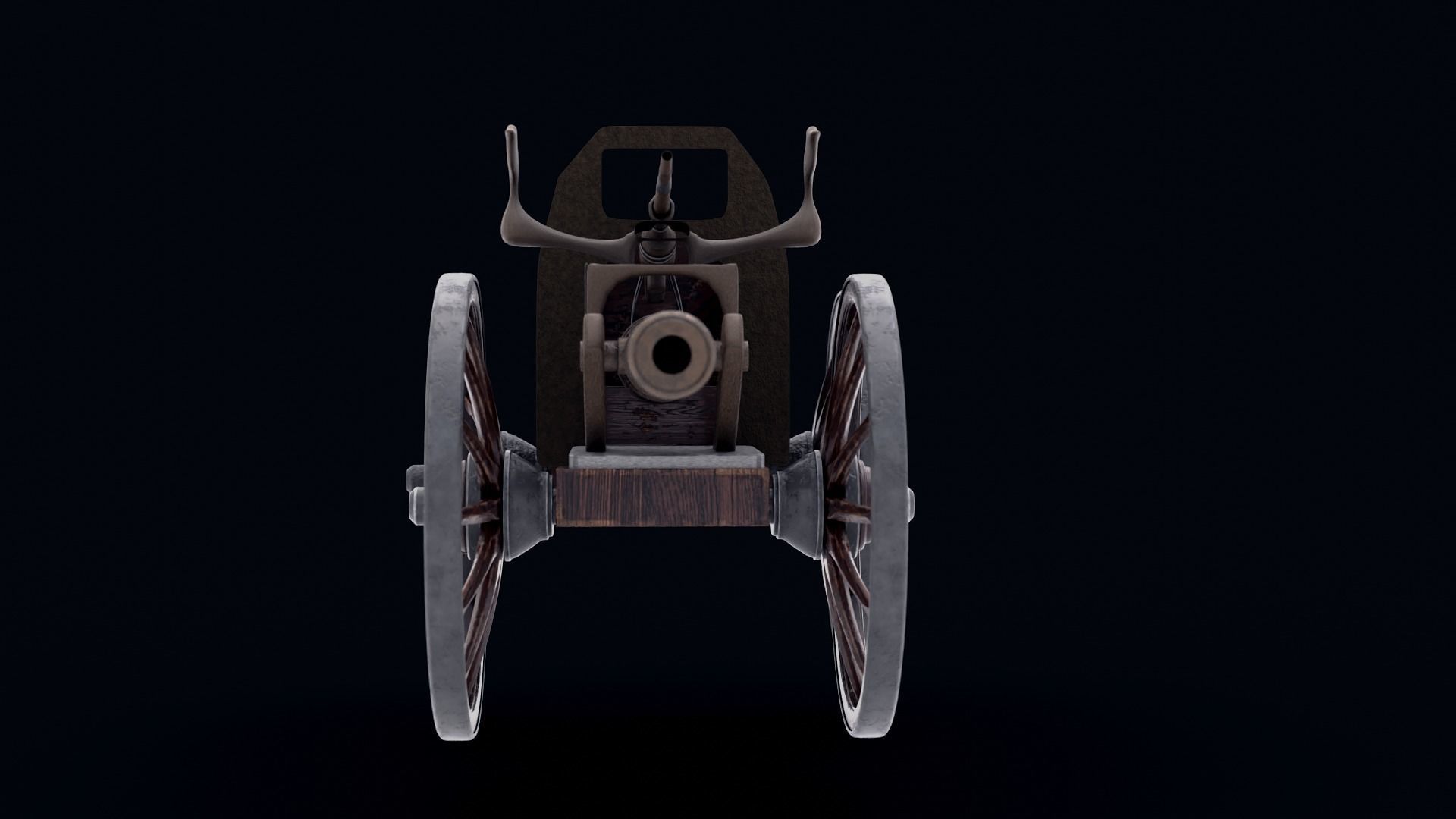 The old carrier cannon cart with barrel and gun 3D model | CGTrader