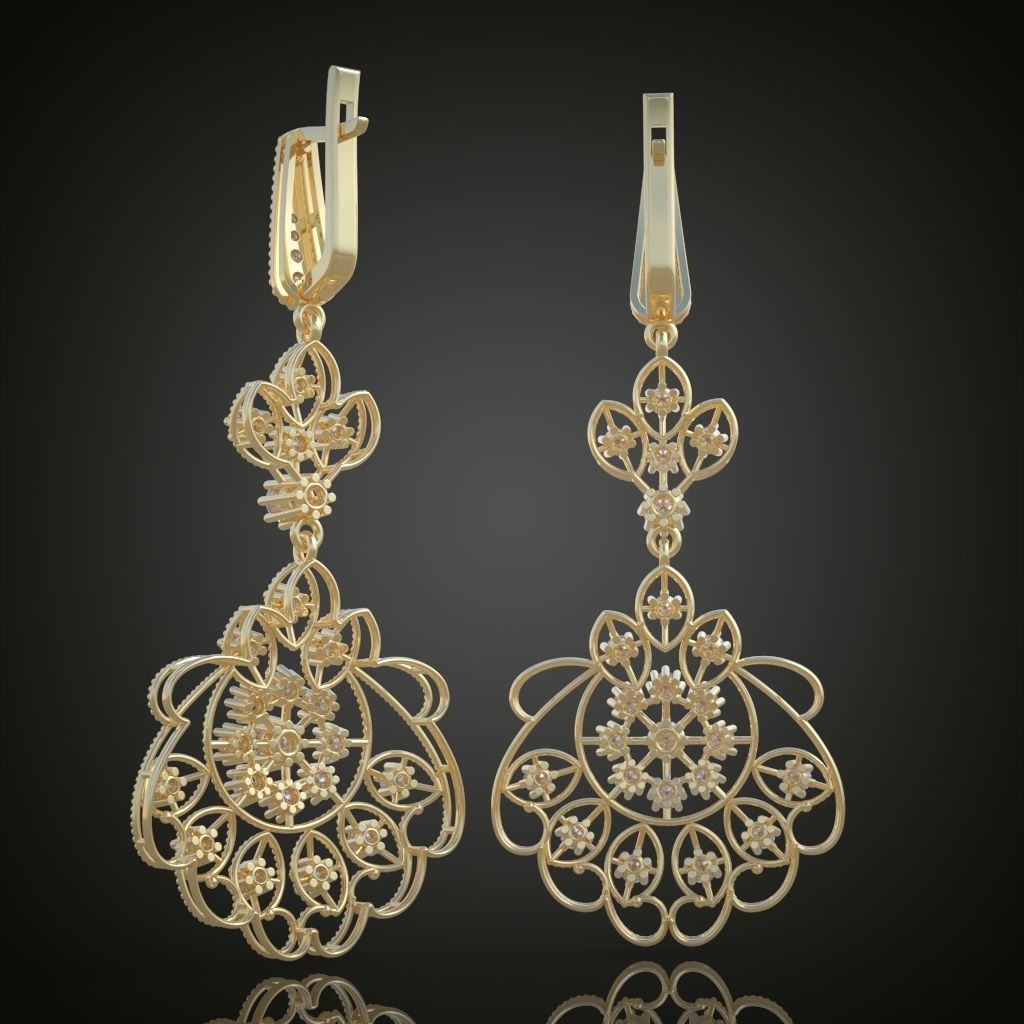 Earring 3D model 3D printable model 0102-49 free 3D model 3D printable ...