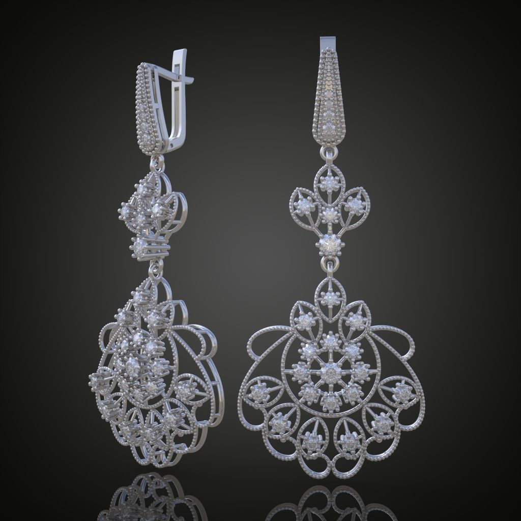 Earring 3D model 3D printable model 0102-49 free 3D model 3D printable ...