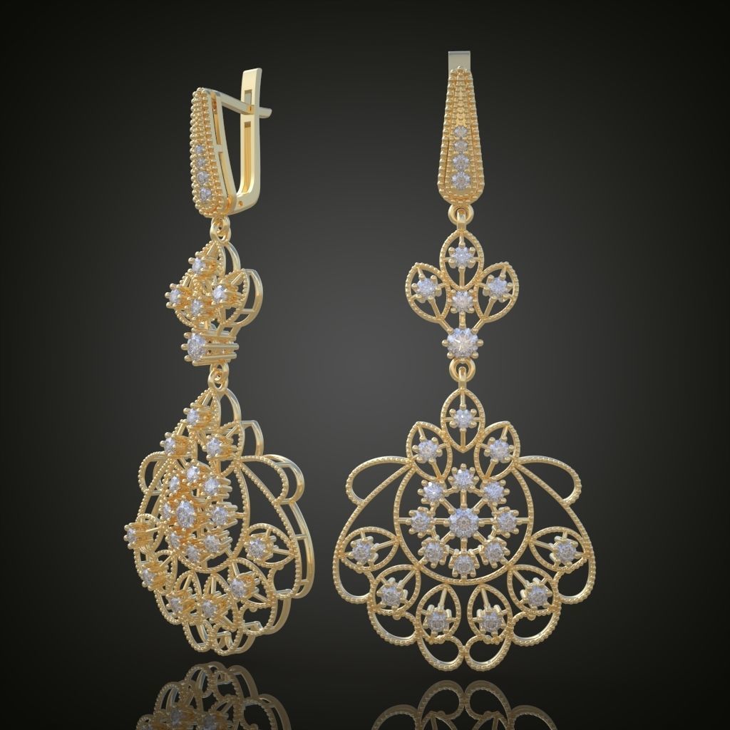 Earring 3D model 3D printable model 0102-49 free 3D model 3D printable ...