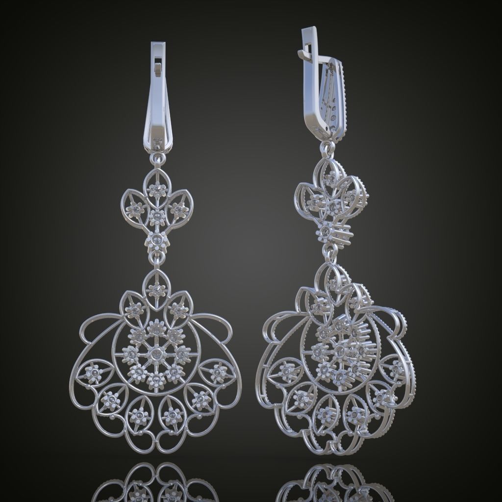 Earring 3D model 3D printable model 0102-49 free 3D model 3D printable ...