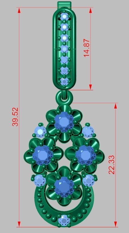 Earring 3D model 3D printable model 0106-11 free 3D model 3D printable ...