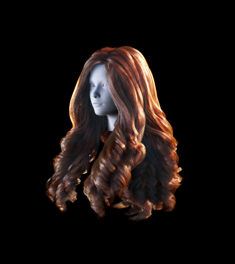 3D model Long female hair VR / AR / low-poly rigged | CGTrader