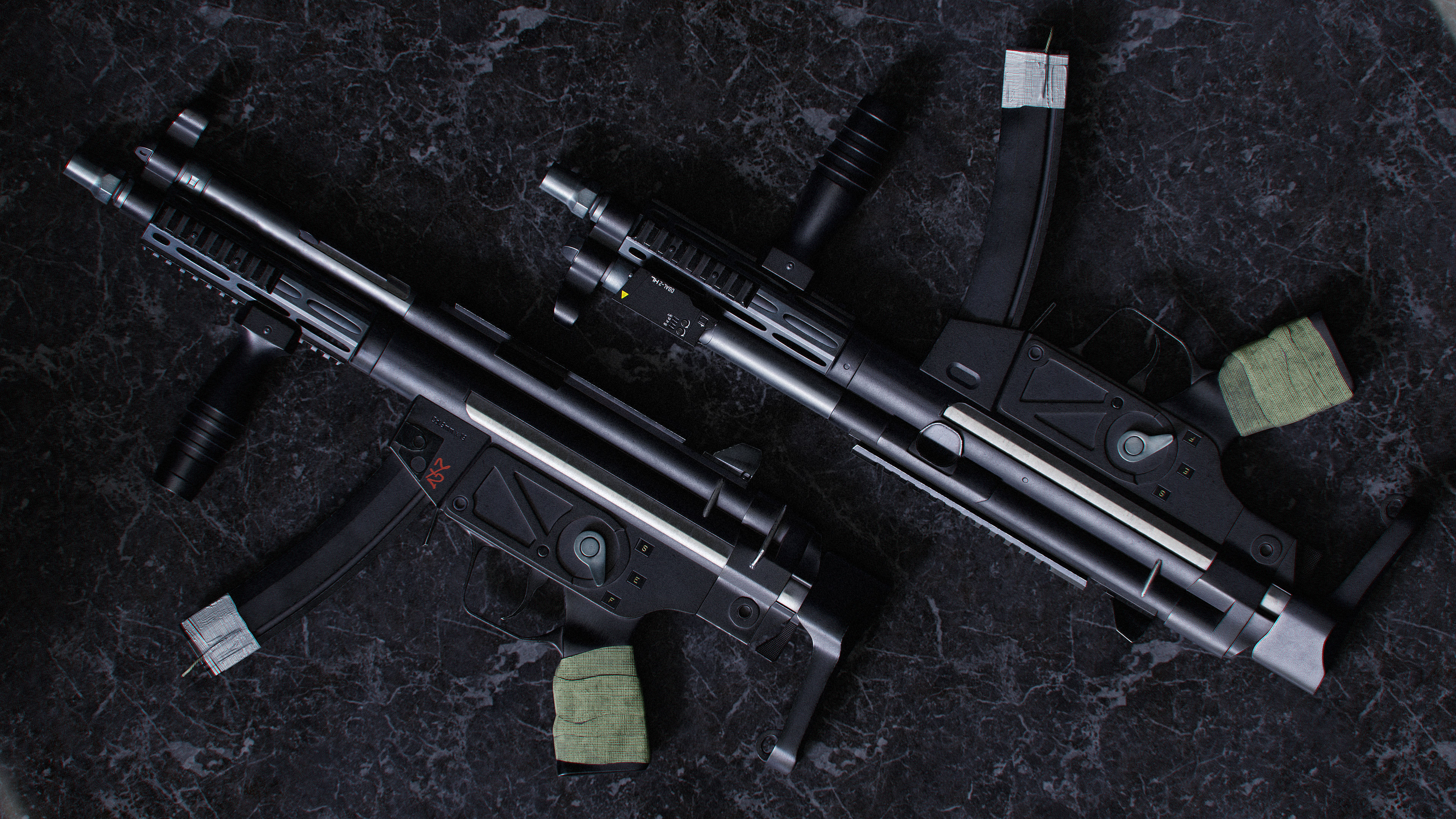 3D model Heckler and Koch MP5 smg weapon with attachments VR / AR / low ...