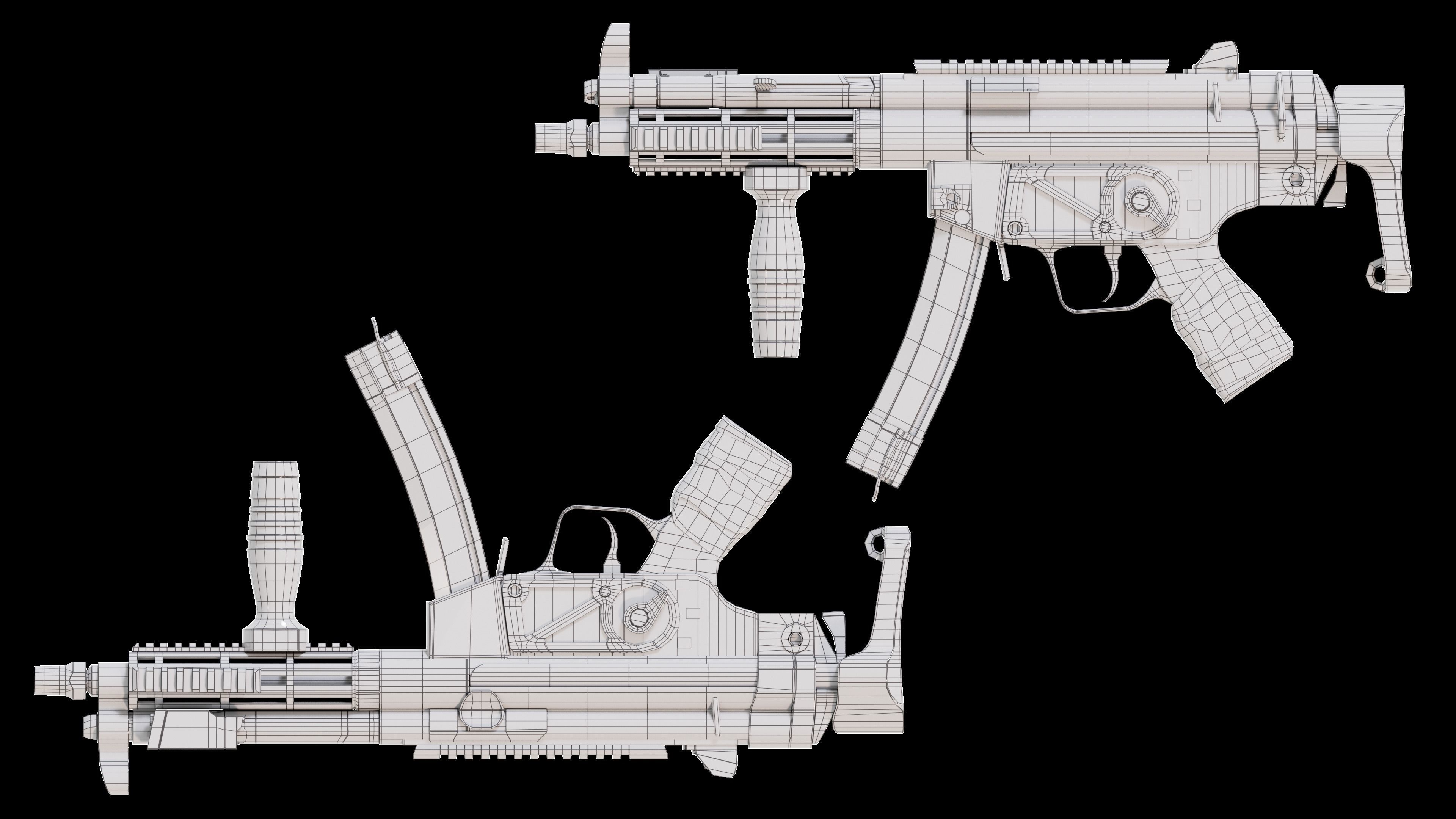 3D model Heckler and Koch MP5 smg weapon with attachments VR / AR / low ...