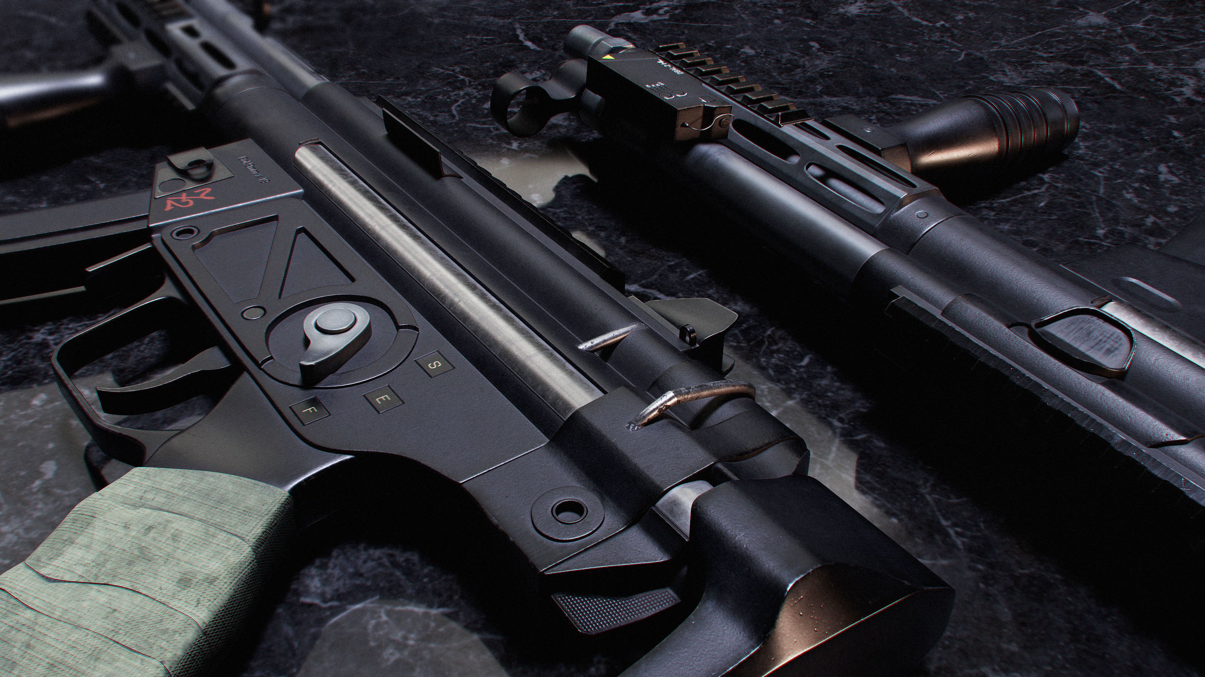 3D model Heckler and Koch MP5 smg weapon with attachments VR / AR / low ...