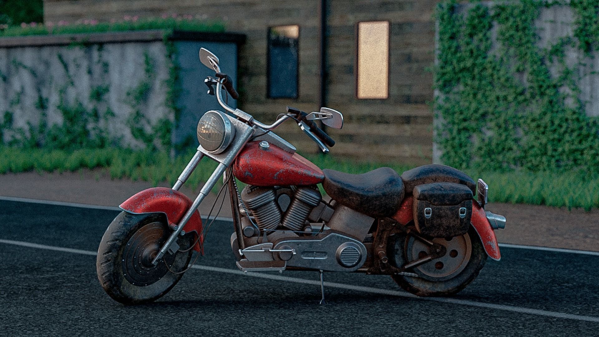 Chopper Motorcycle 3D model animated rigged | CGTrader