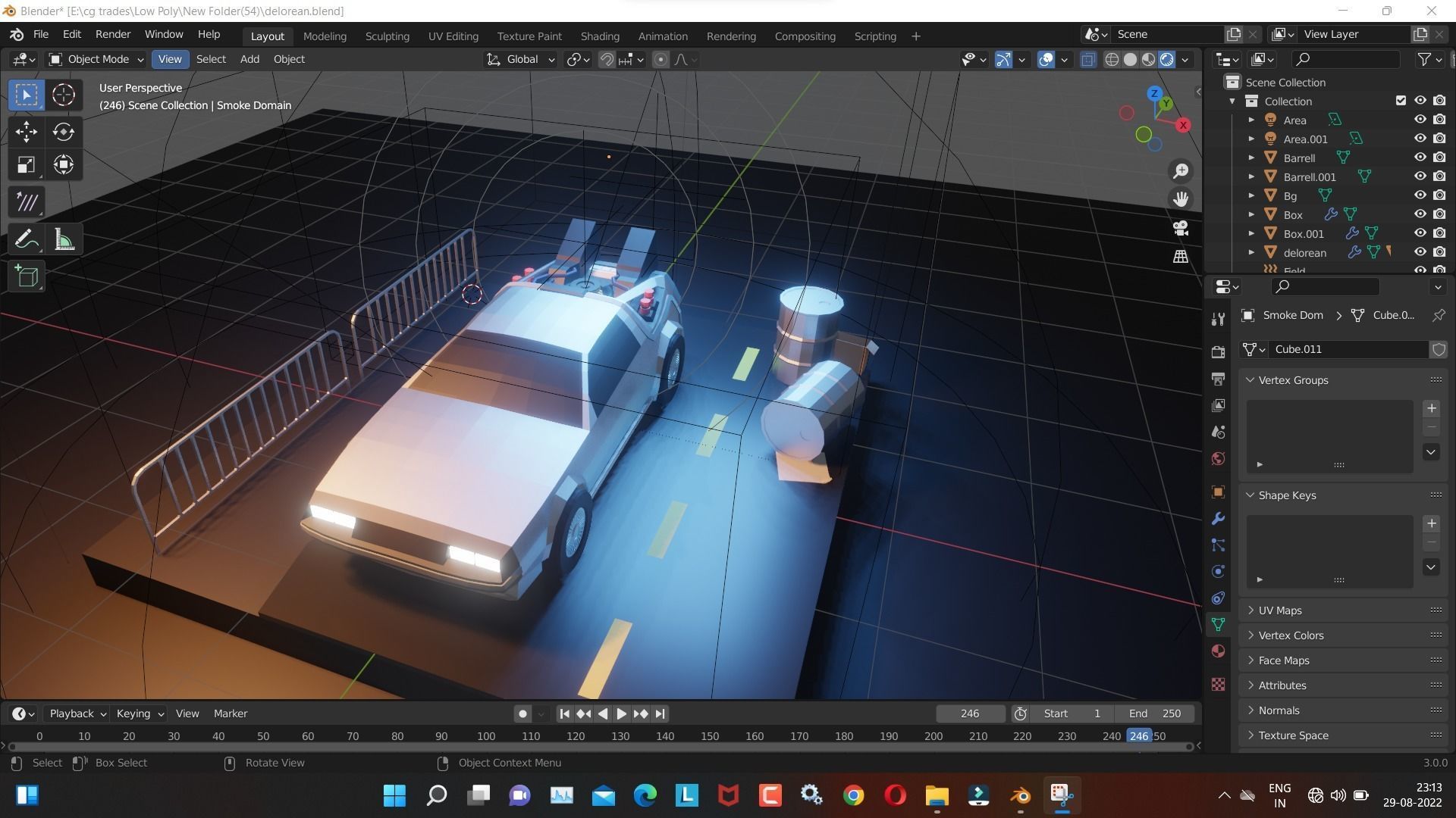 3D model Delorean 3d Model render in blender VR / AR / low-poly | CGTrader
