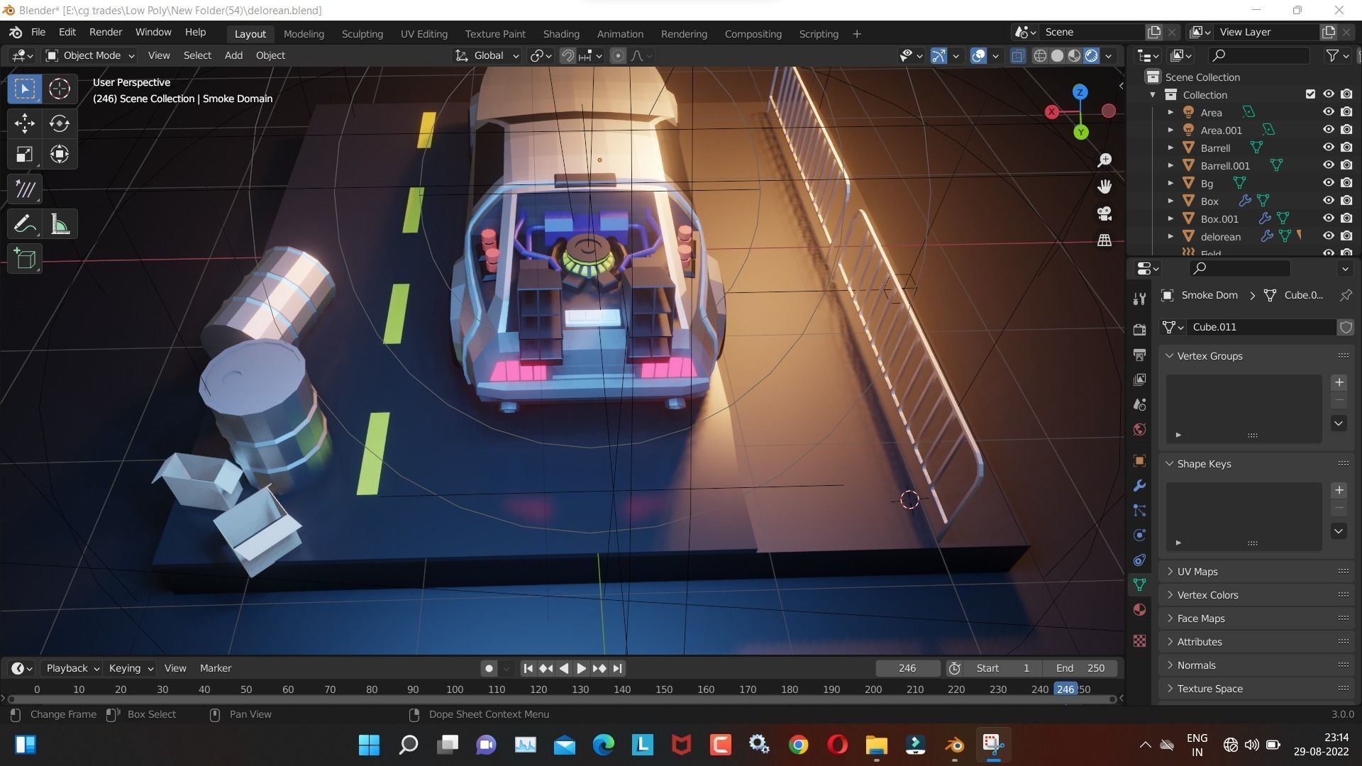 3D model Delorean 3d Model render in blender VR / AR / low-poly | CGTrader
