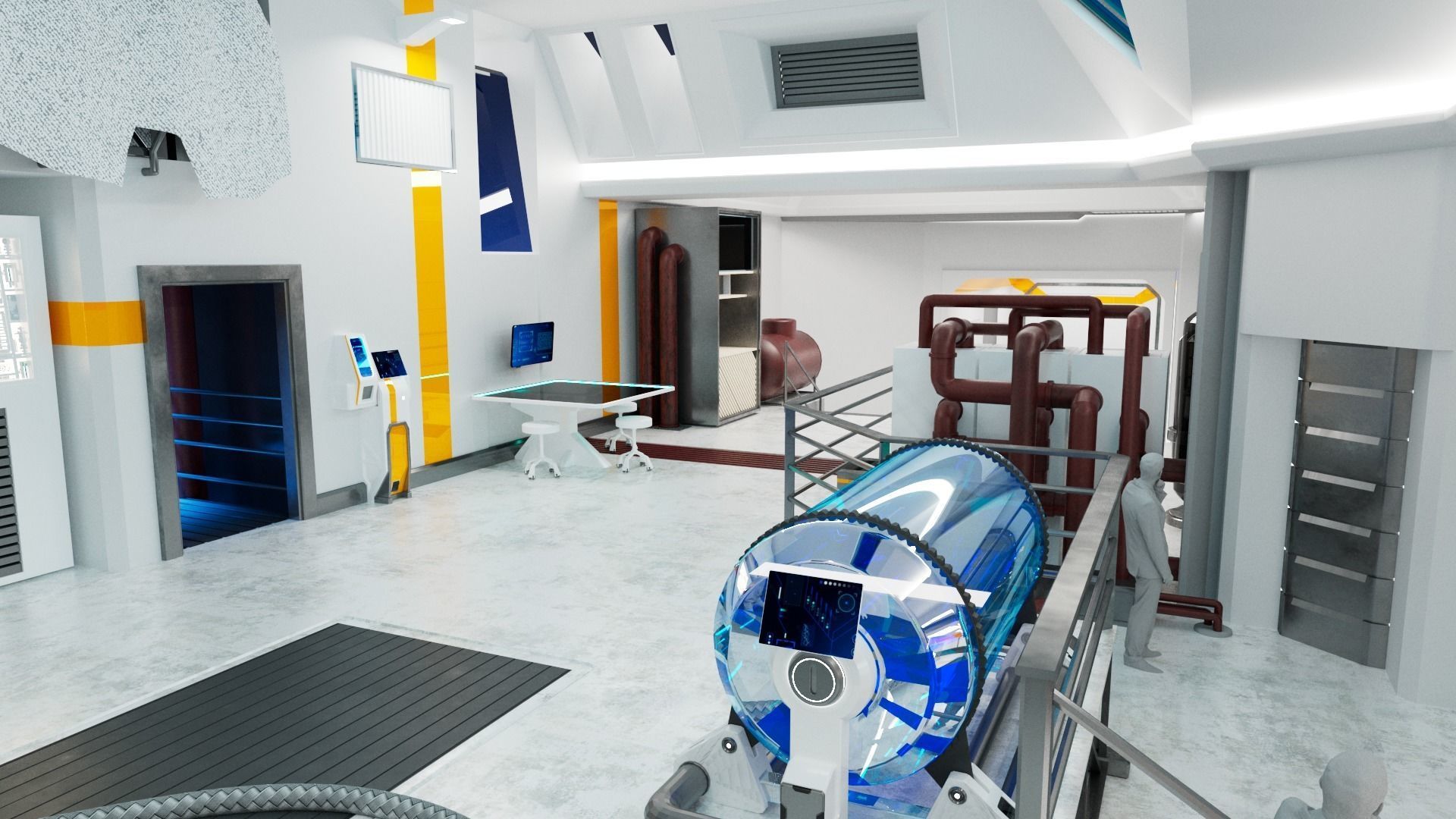 Modular SCI-FI Interior Serie B engineering room 3D model | CGTrader
