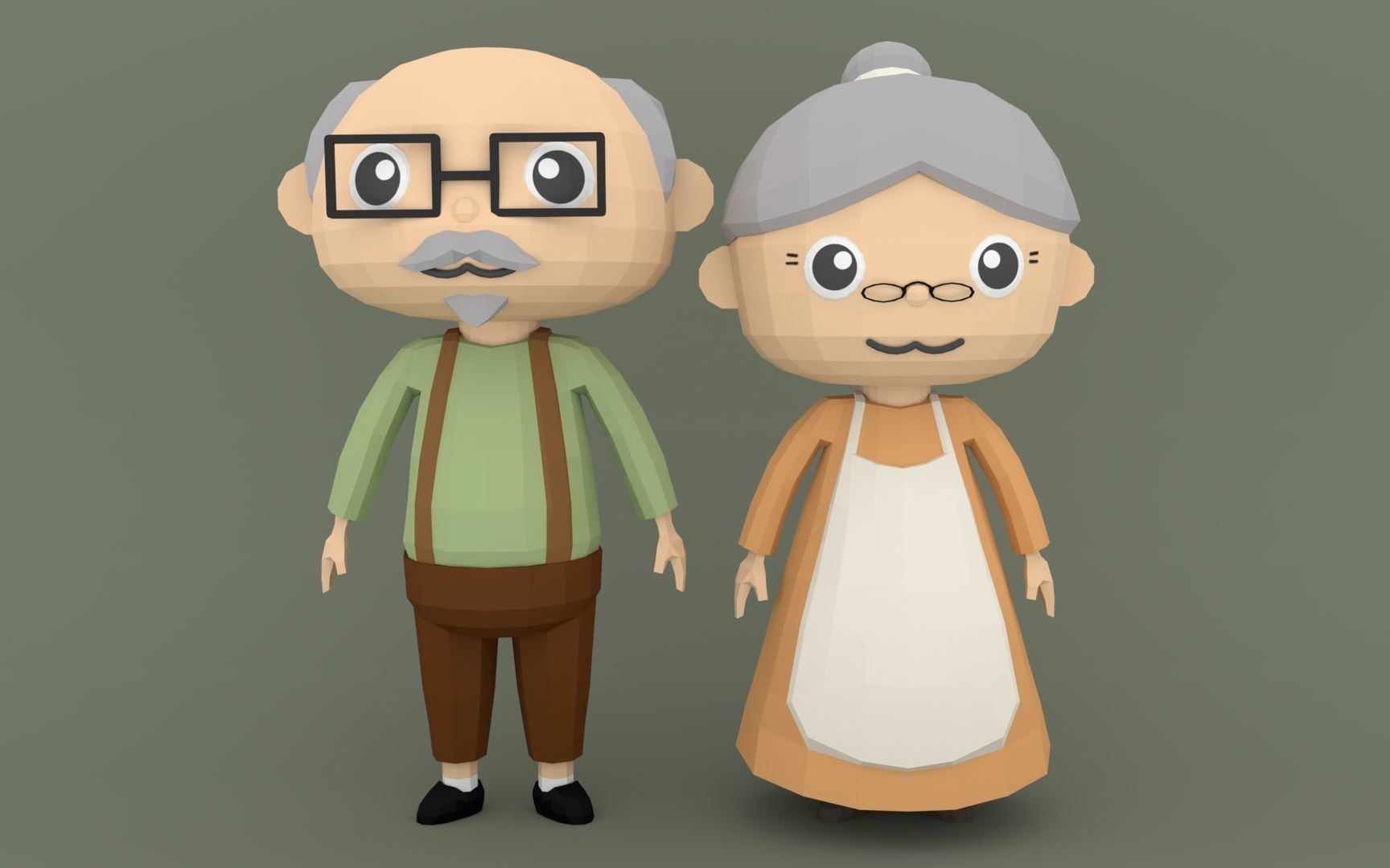 3D model Low Poly Cartoon character Old VR / AR / low-poly | CGTrader