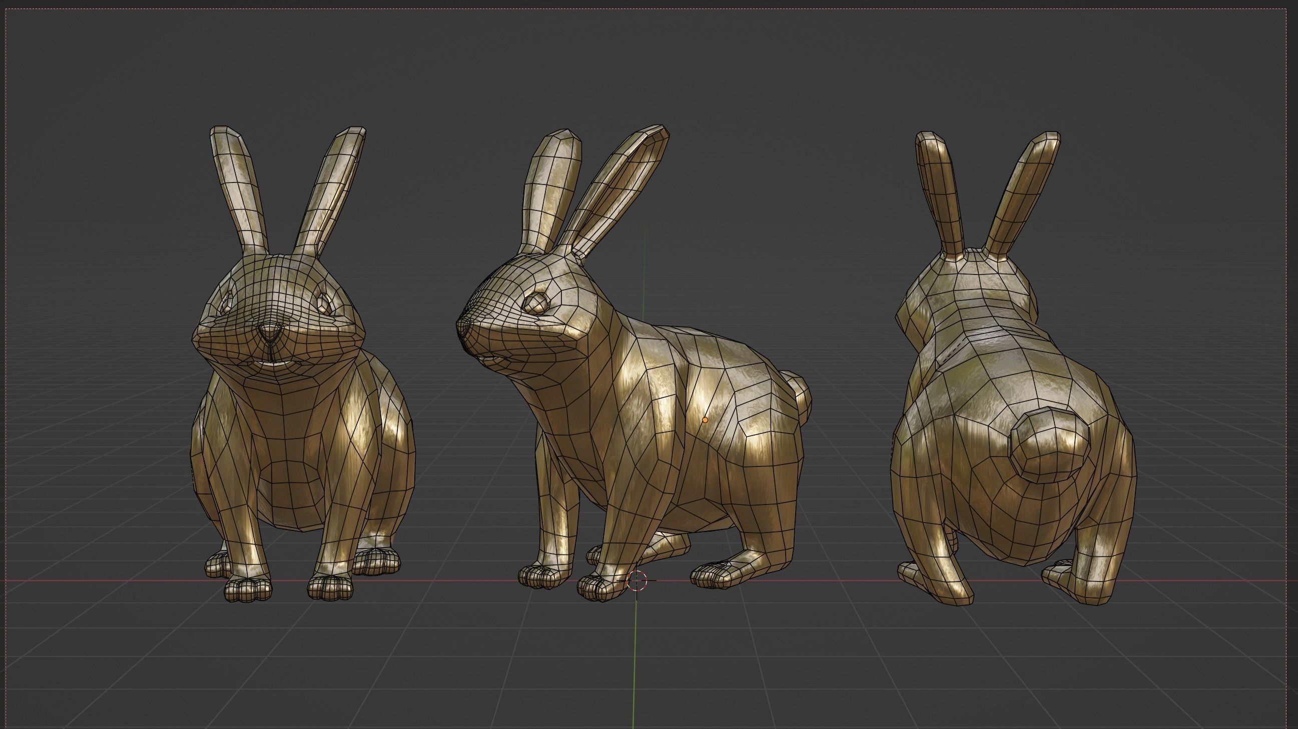 3D model Rabbit Matte Gold VR / AR / low-poly | CGTrader