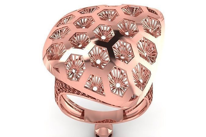 Long Filigree Ring STL OBJ FBX Renders Details 3D model 3D printable ...