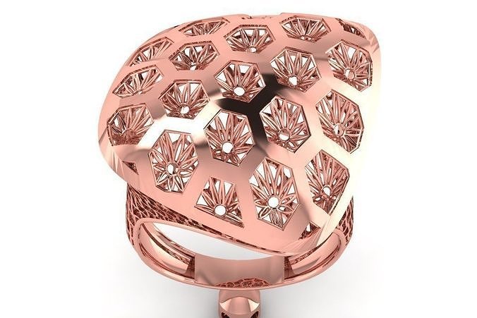 Long Filigree Ring STL OBJ FBX Renders Details 3D model 3D printable ...