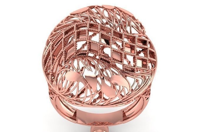Long Filigree Ring STL OBJ FBX Renders Details 3D model 3D printable ...