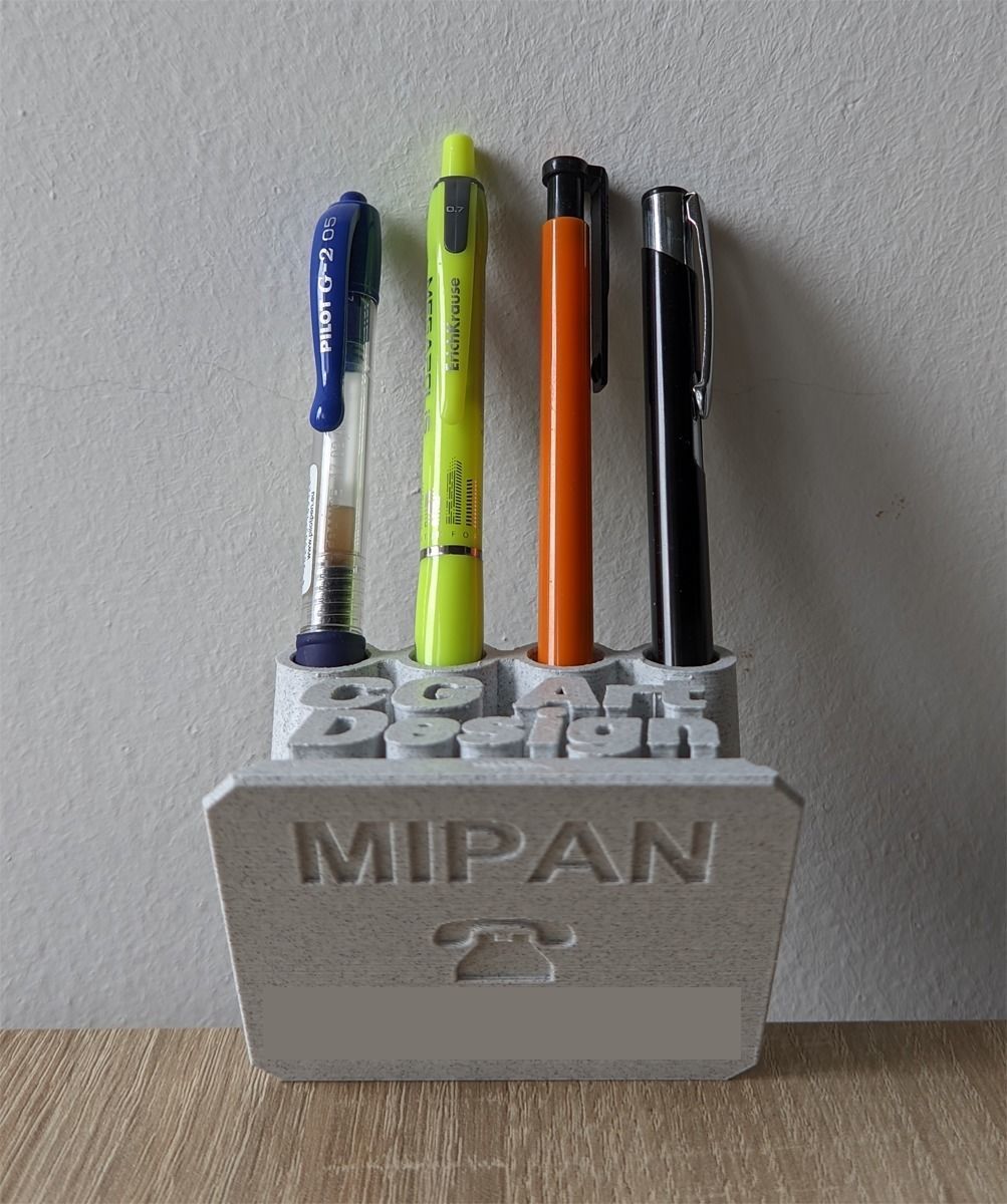 Printable Sweeping Text Plate With Pen Holder 3D model 3D printable ...