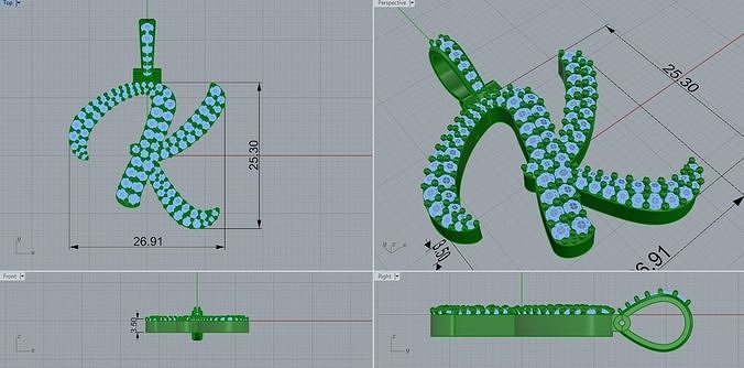 pendant letter k 3D model | CGTrader