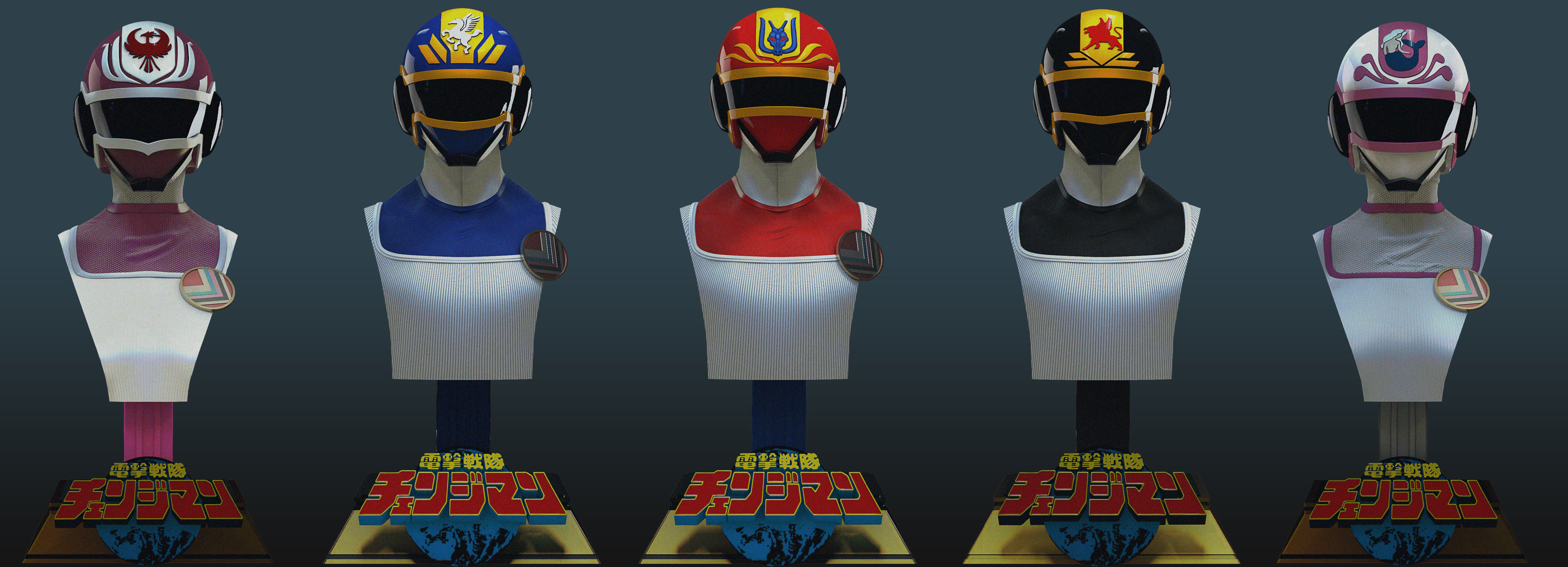 Dengeki Sentai Changeman Busts - 5 Characters - 3D Printable 3D model ...