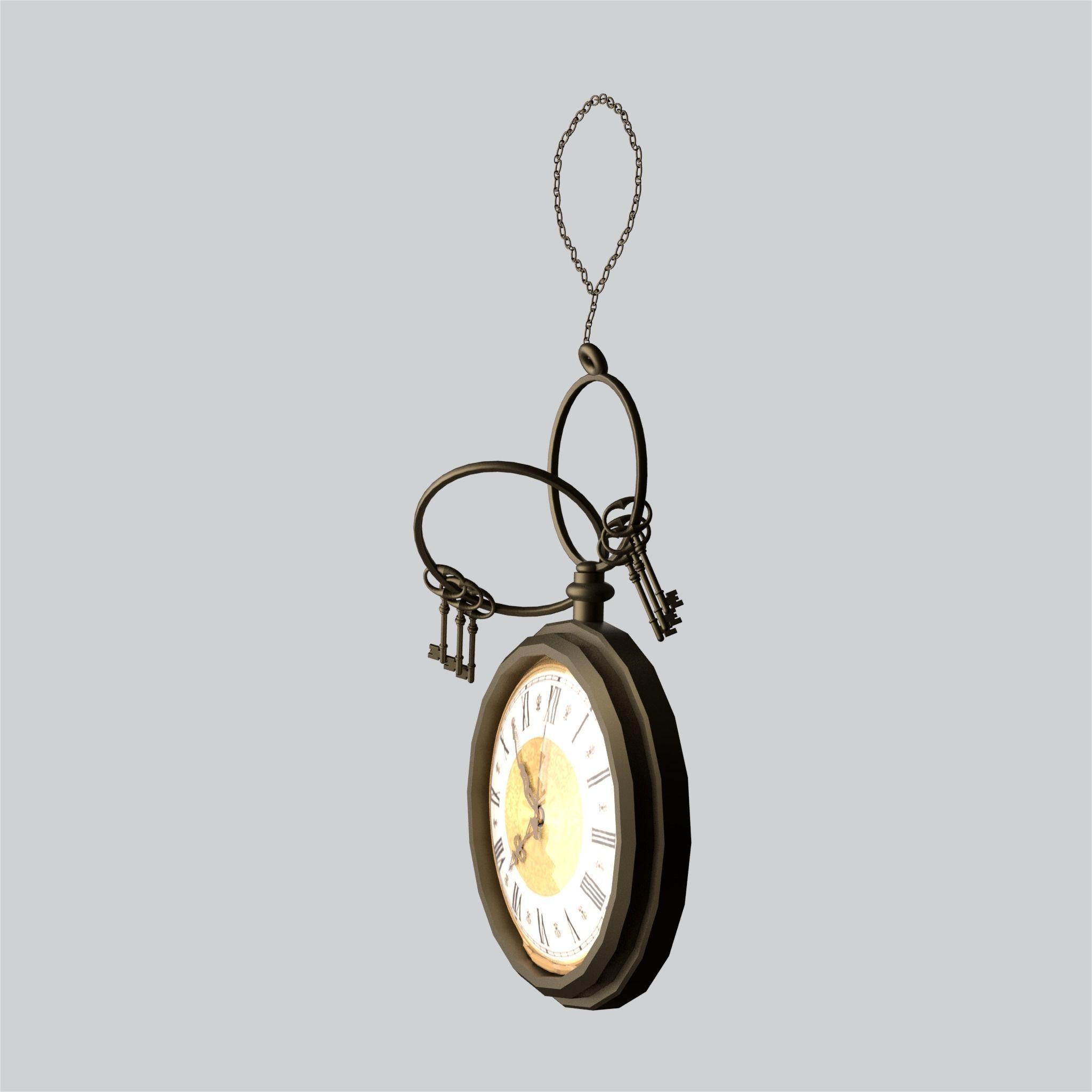 Roman numbers Pocket clock 3d model 3D model | CGTrader