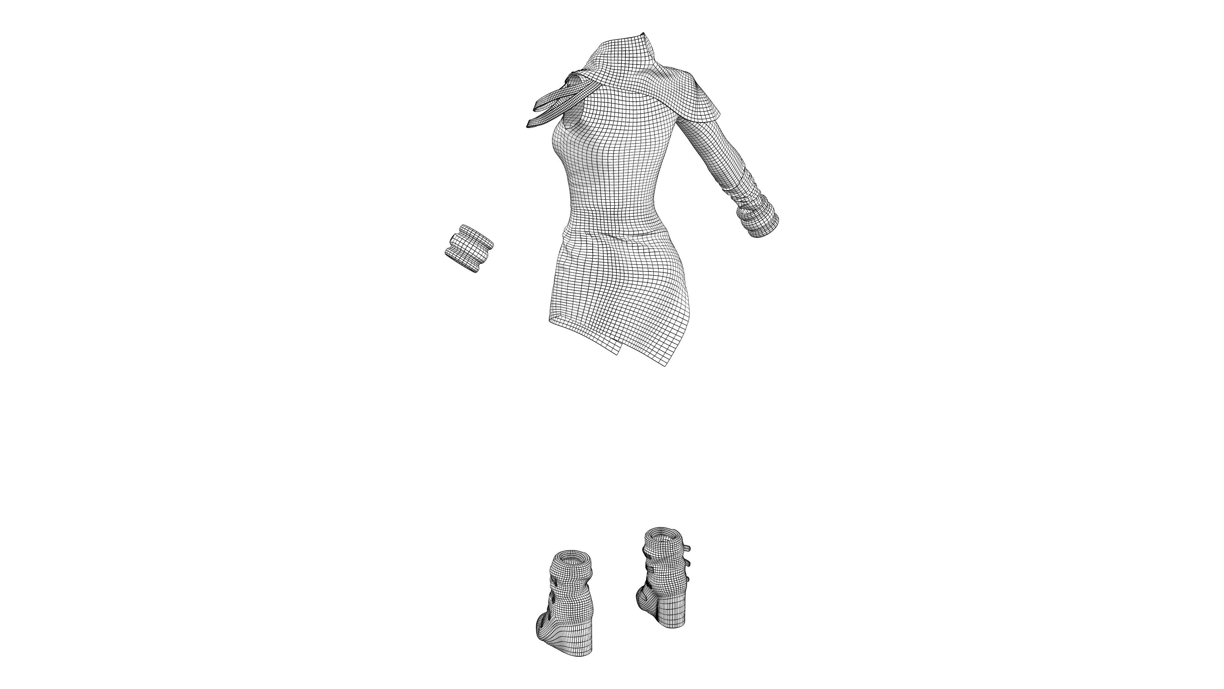 3D model Cyberpunk Futuristic Modern Mini Dress Outfit VR / AR / low ...